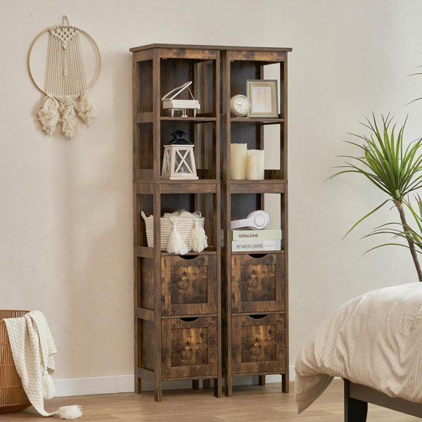 Loon Peak® 3 Tier Shelf Floor Storage Cabinet With 2 Drawers, 55.7 ...