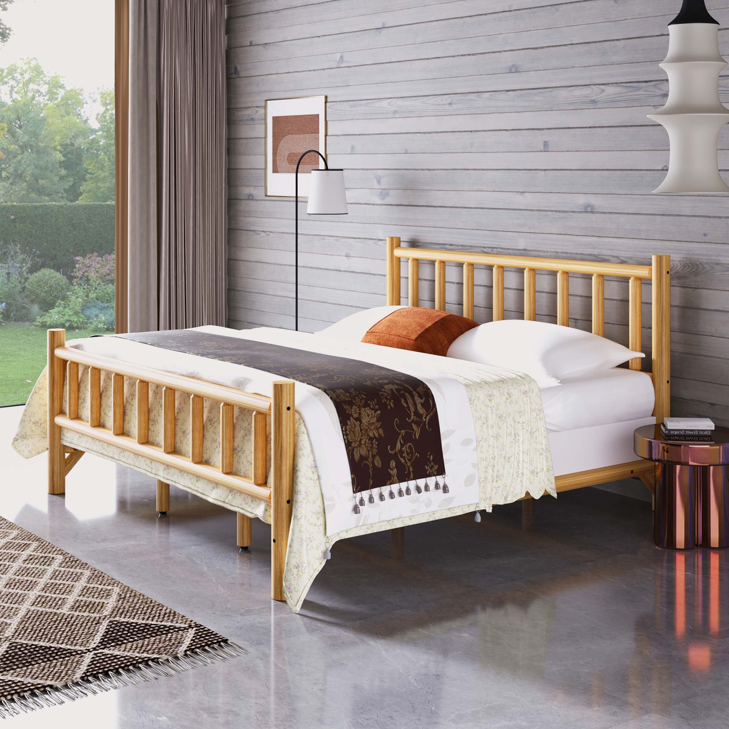 Bay Isle Home™ Farmhouse Log Bed Frame Rustic Style Pure Solid Pine ...