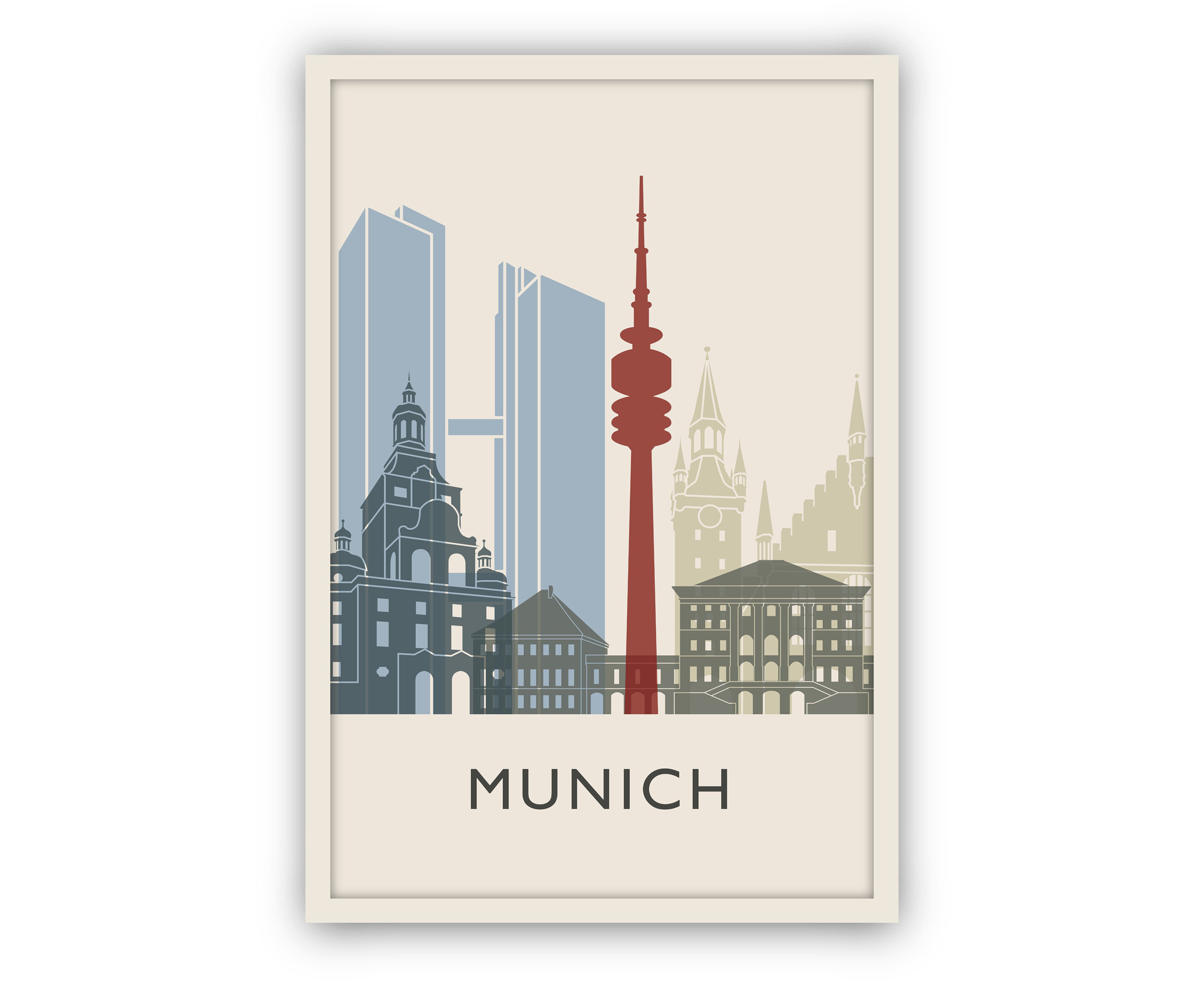 Latitude Run® Munich Illustration World Cities Poster, Unframed Print ...