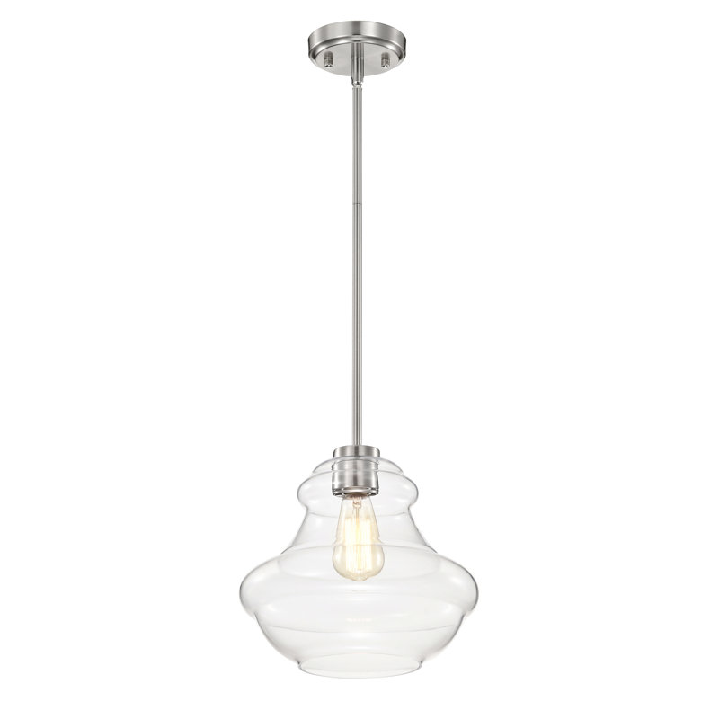 Breakwater Bay 1-light Modern Brushed Nickel Pendant With Clear Glass ...
