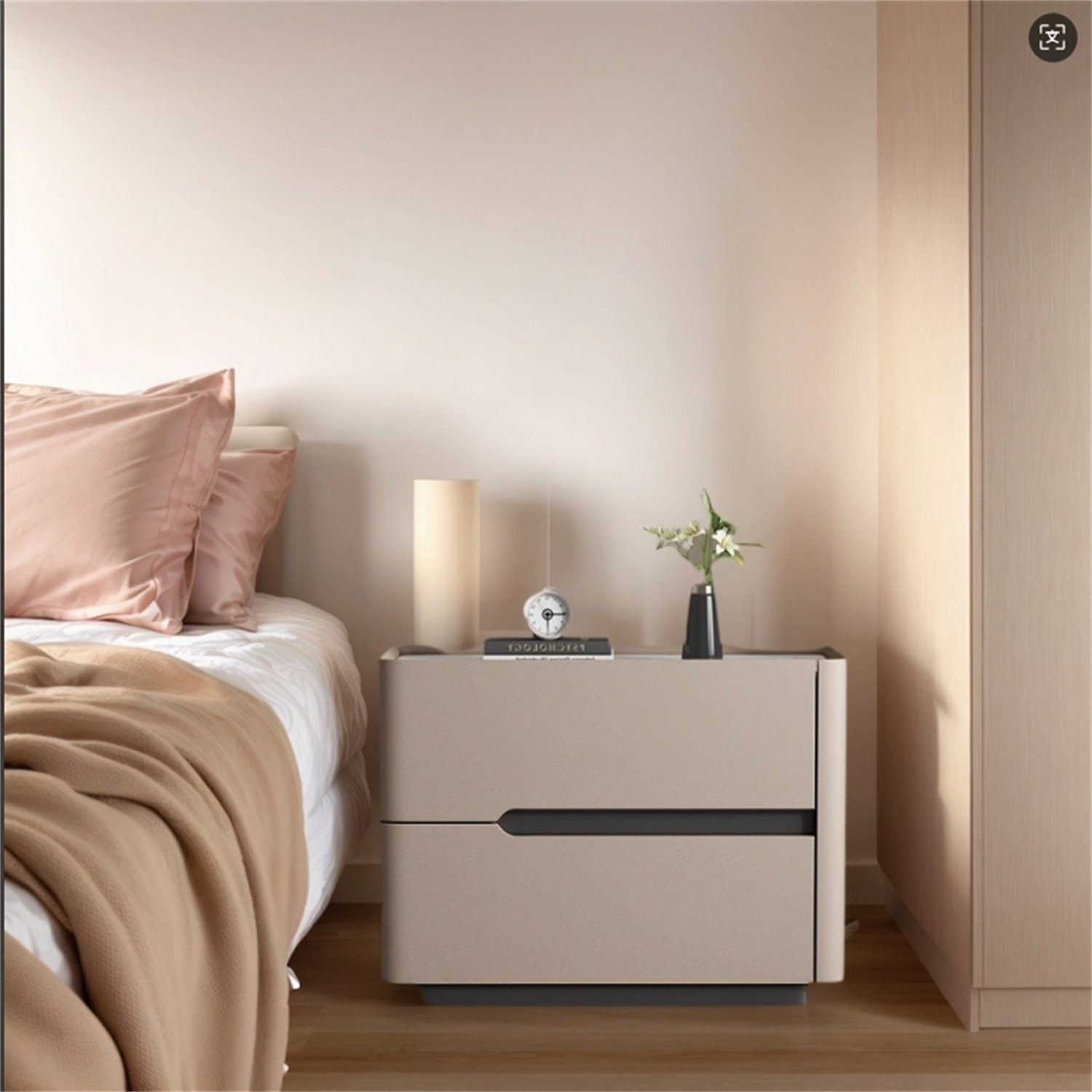 Ivy Bronx Modern simple rock board bedside table, solid wood Italian ...