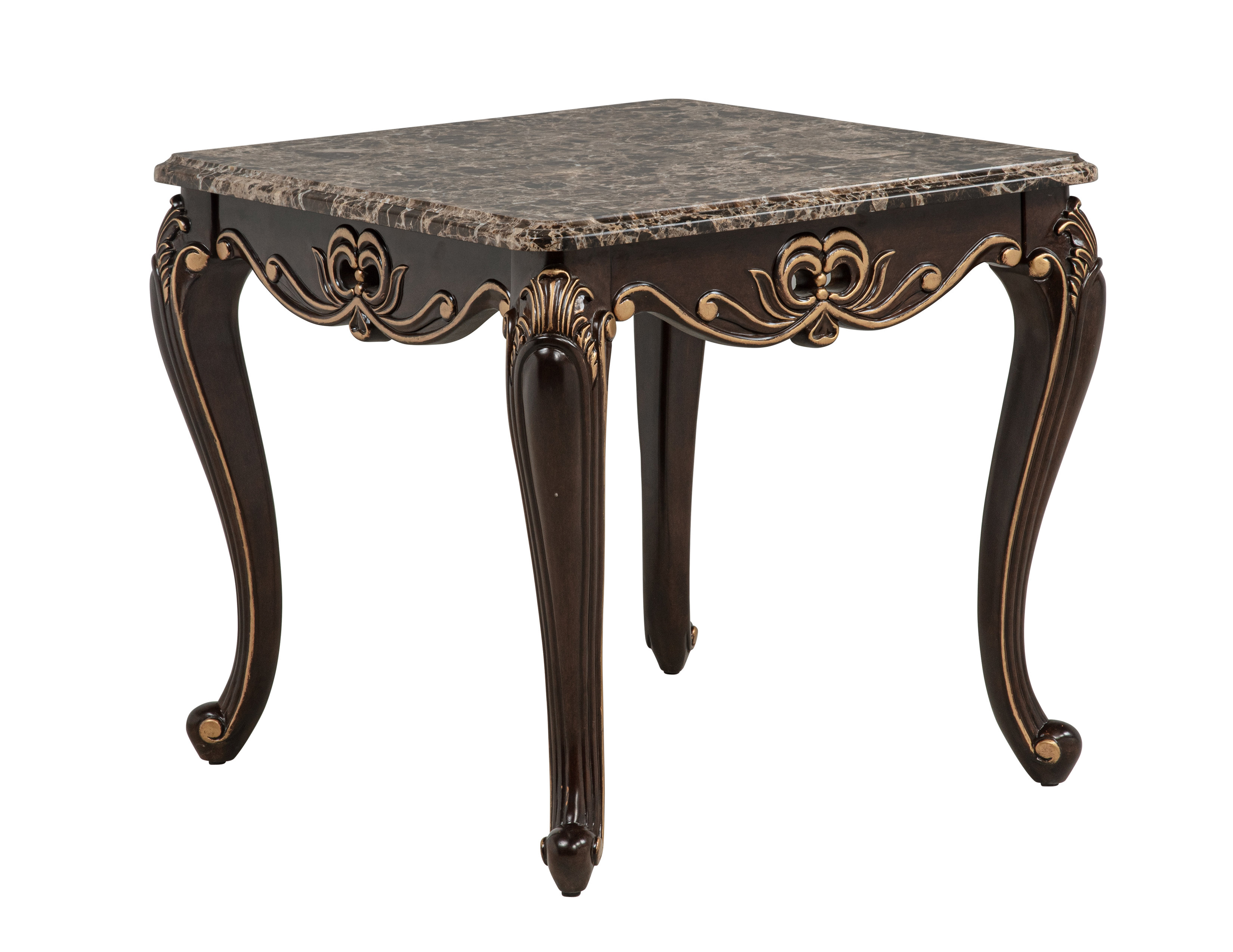 World Menagerie Carrara Brown Espresso Marble End Table | Wayfair
