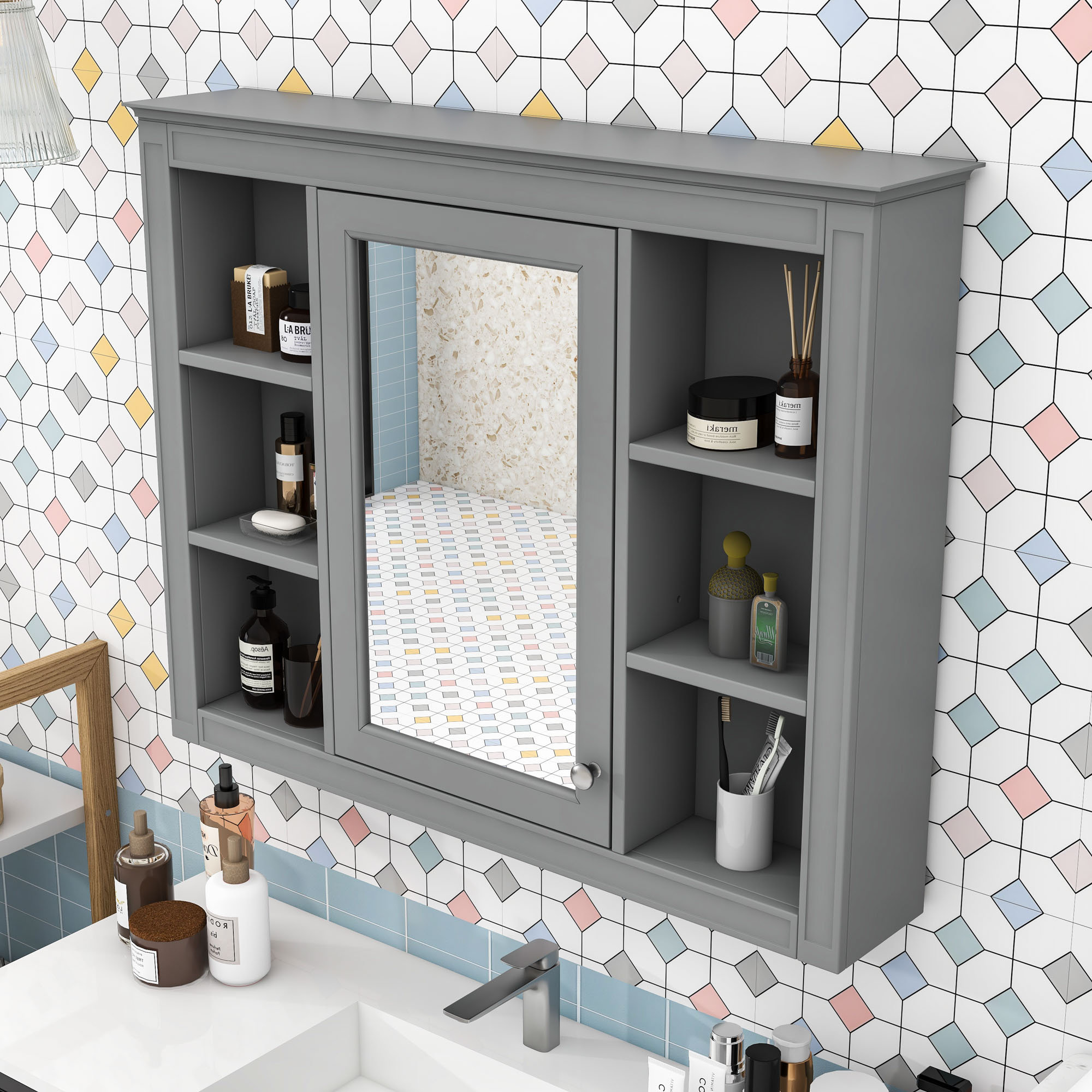 Winston Porter Elegant Wall-Mounted Mirror Cabinet with Concealed ...