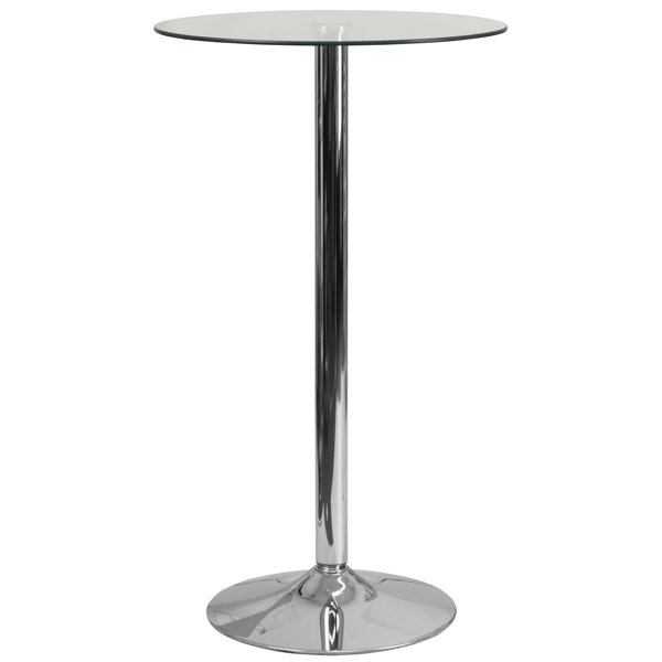 Wrought Studio Helmscott Round Glass Event and Cocktail Table with ...