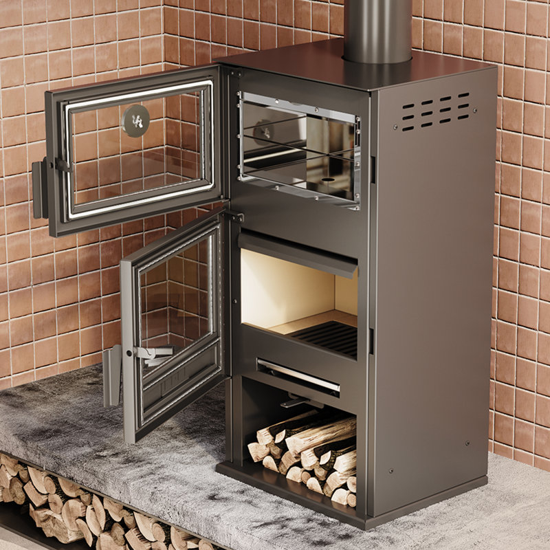 BrooveWave 3200 Square Feet Natural Vent Wood Burning Stove With Oven ...