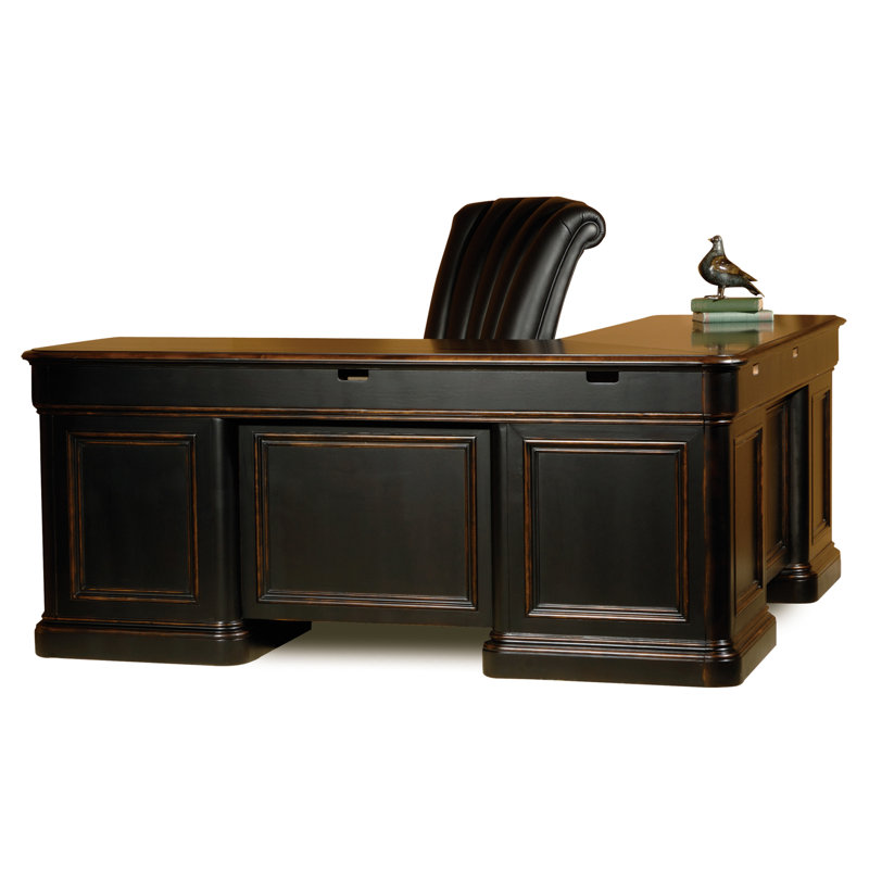 Hekman Metro 72" Wide Executive L Desk, Wellington Driftwood Finish ...