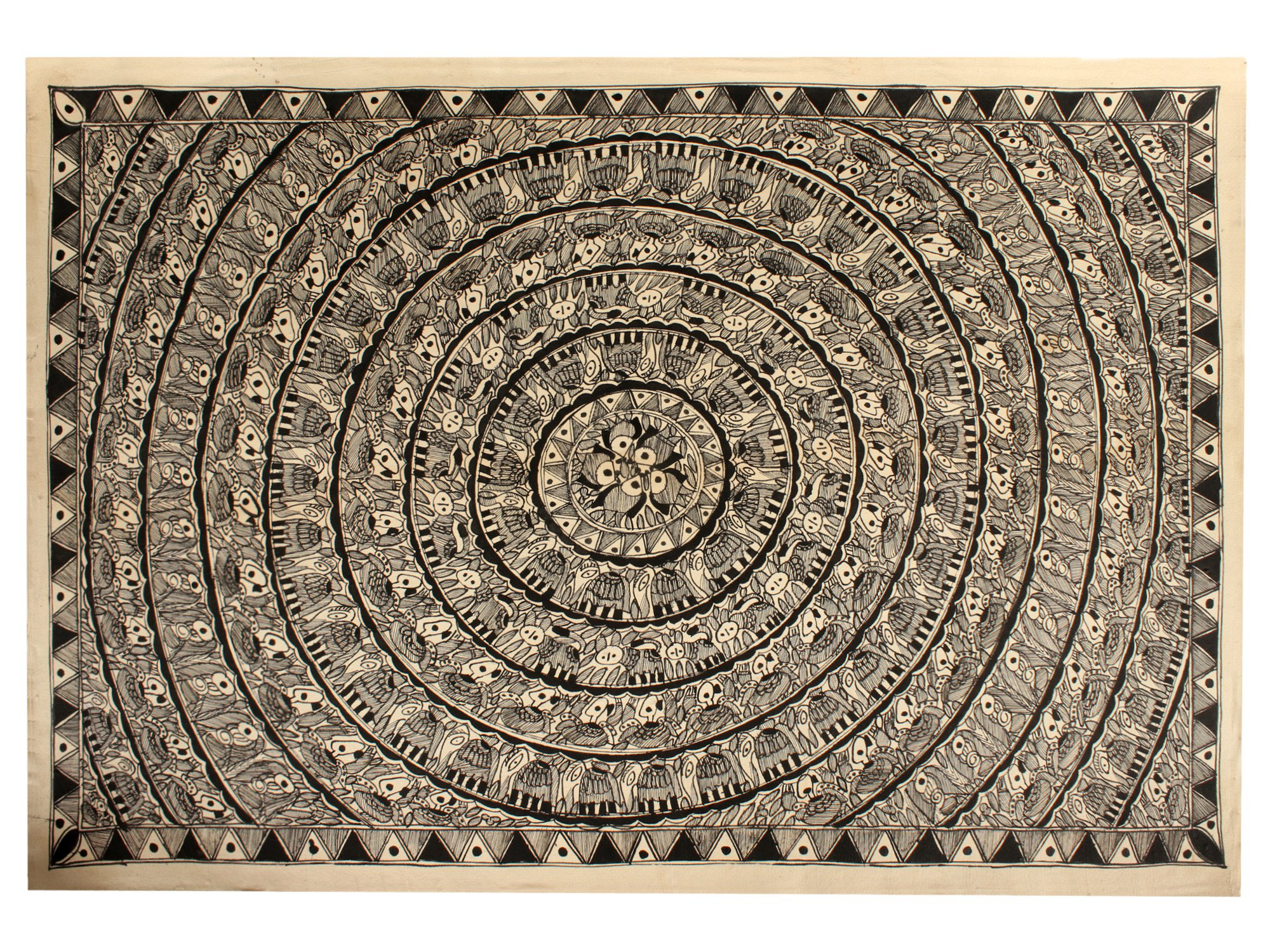 Bungalow Rose Godna Style Mandala | Madhubani Painting | Natural ...