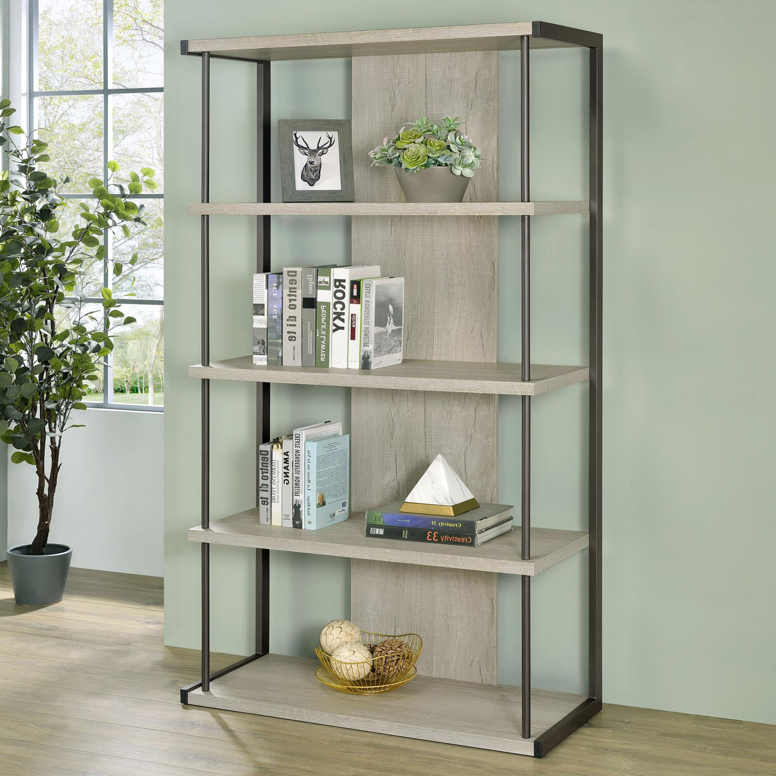 Latitude Run® Daliyah 4 - Shelf Bookcase in Gray | Wayfair