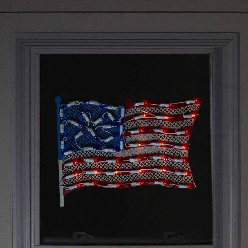 Northlight Seasonal 14" Lighted Patriotic American Flag Window ...
