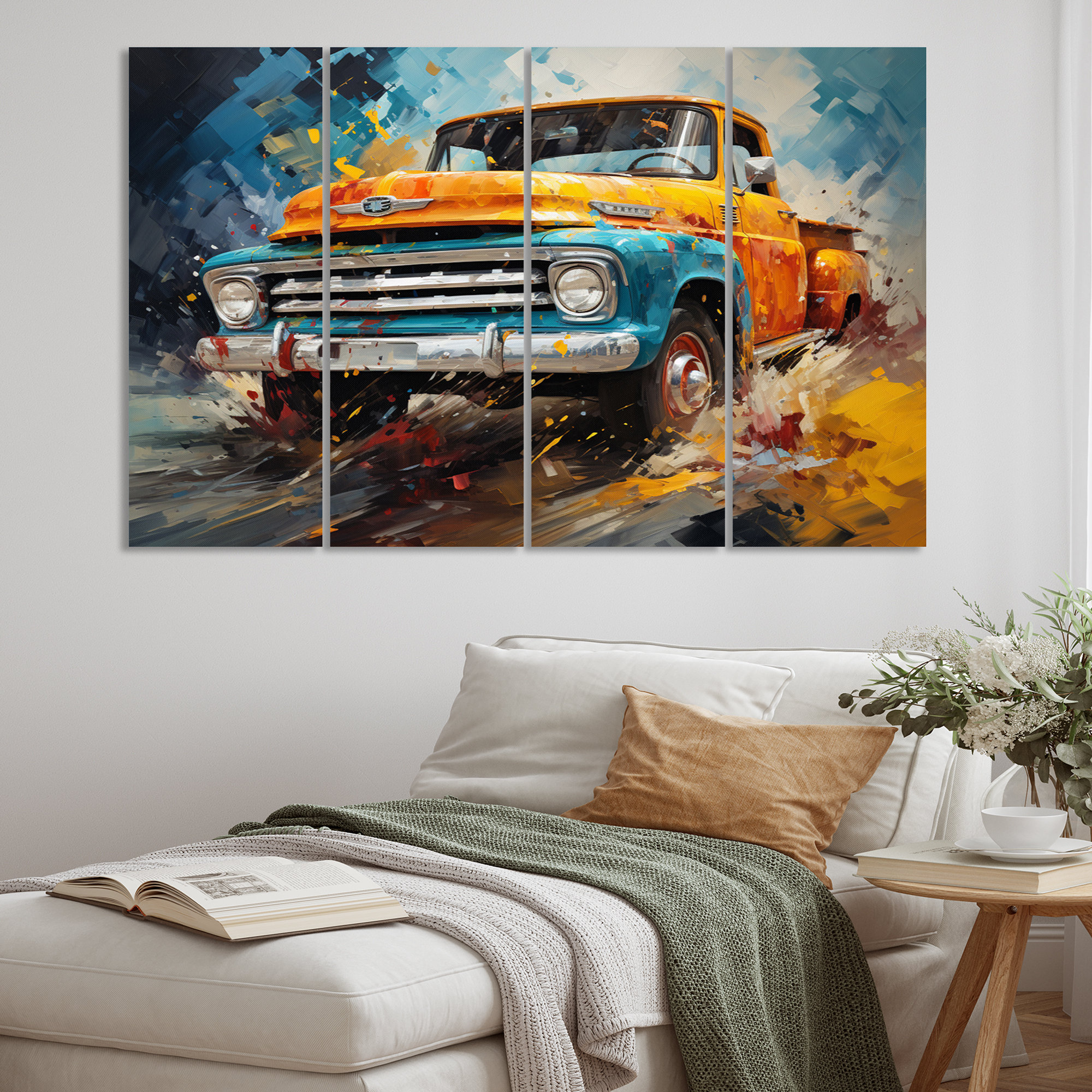 Williston Forge Yellow Pickup Truck Abstract Expressionism On Canvas 4 ...