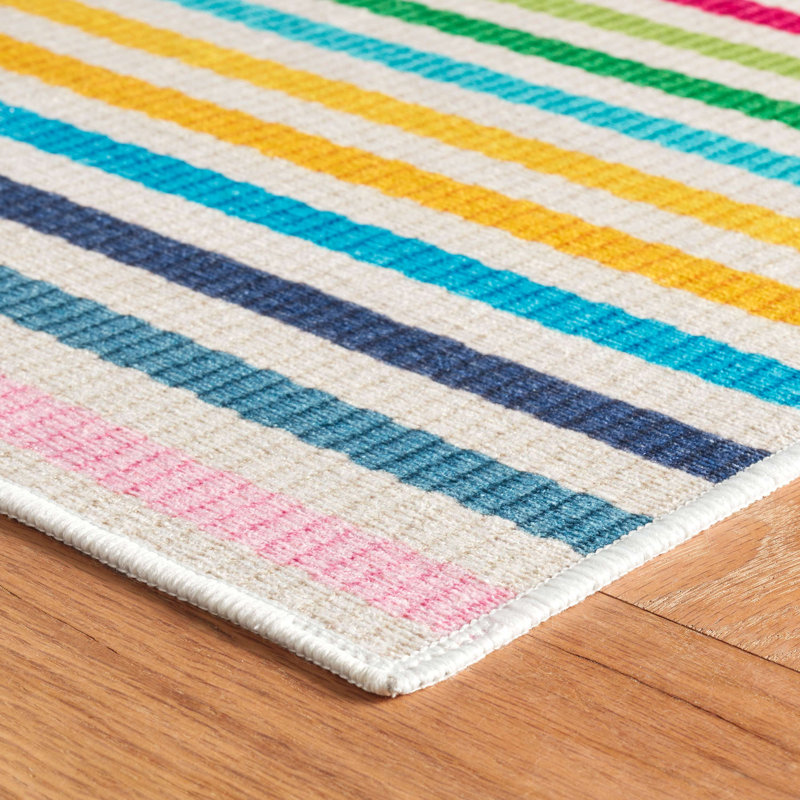 Dash and Albert Rugs Rainbow Stripe Multi Machine Washable Rug | Wayfair