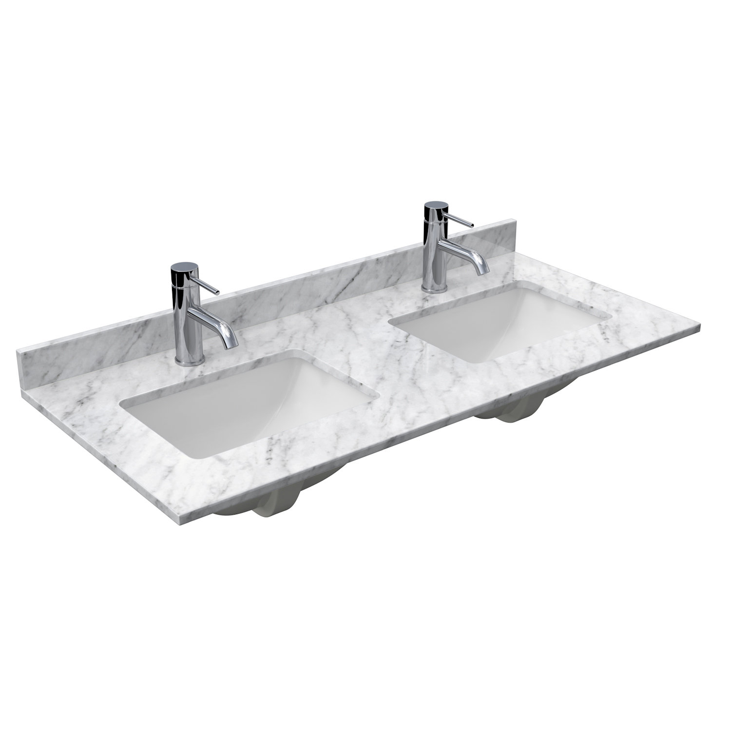 Wyndham Collection 48" Double Countertop in White Carrara Marble with ...