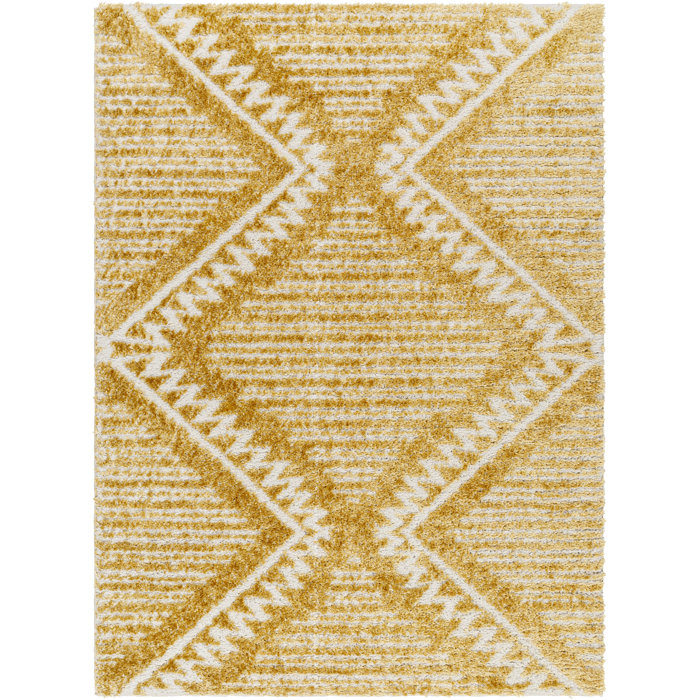 Foundry Select Khlani Kaja Southwestern Yellow Shag Area Rug & Reviews ...