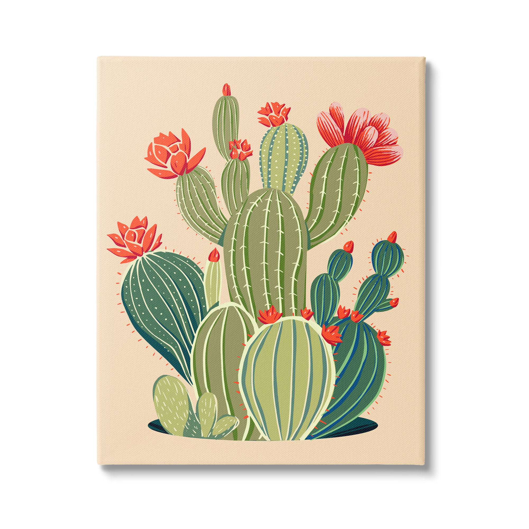 Stupell Industries Au-773-Canvas Whimsical Cactus Flower Vegetation On ...