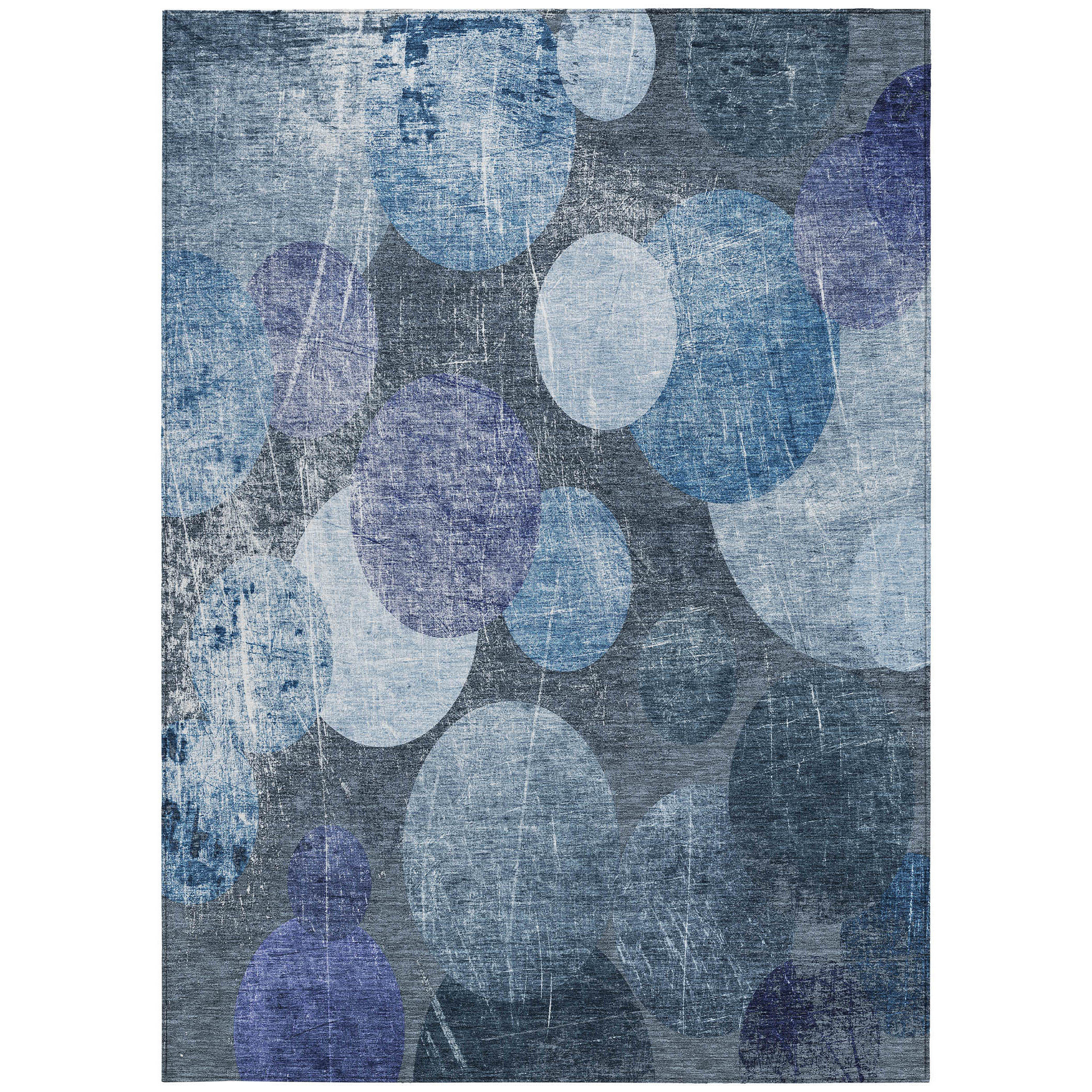 HomeRoots 9' X 12' Gray and Blue Abstract Washable Non Skid Indoor ...
