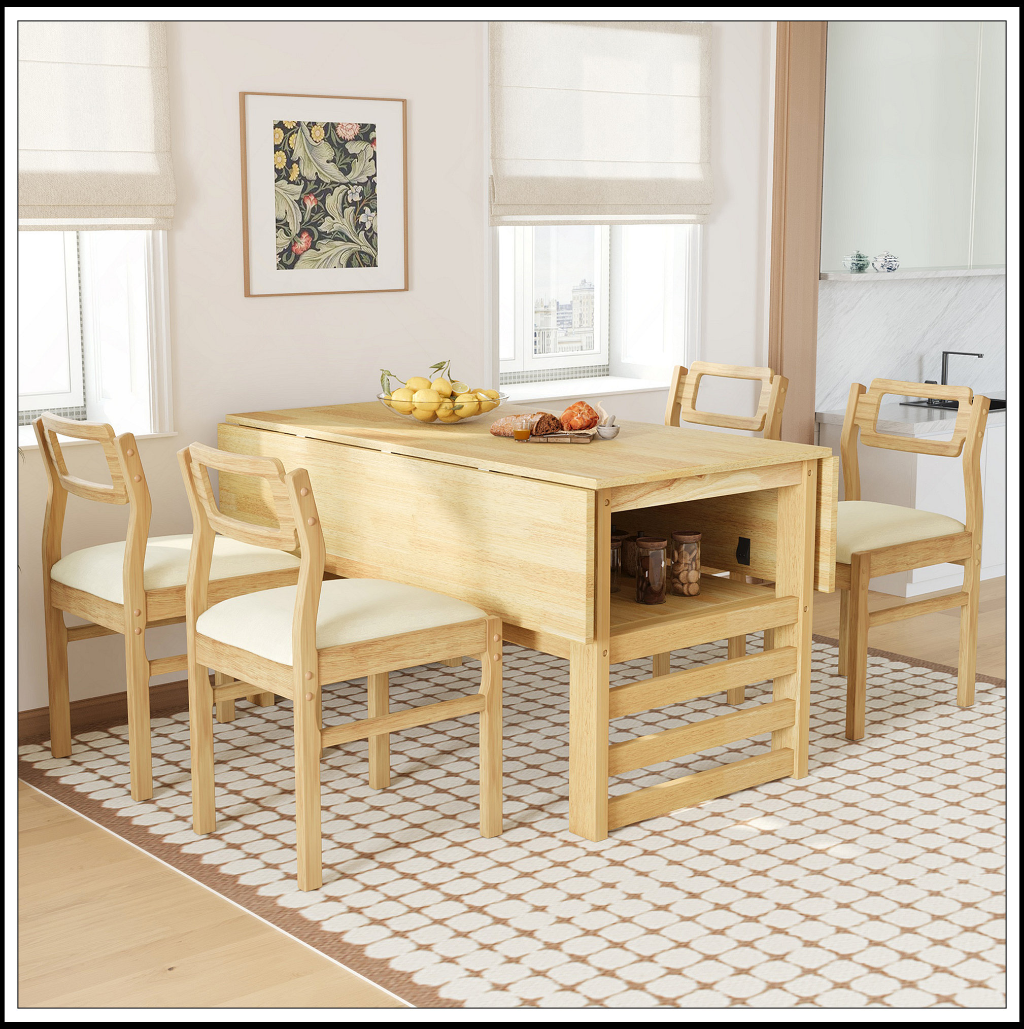George Oliver Versatile Compact Dining Table Set With Stylish Chairs ...
