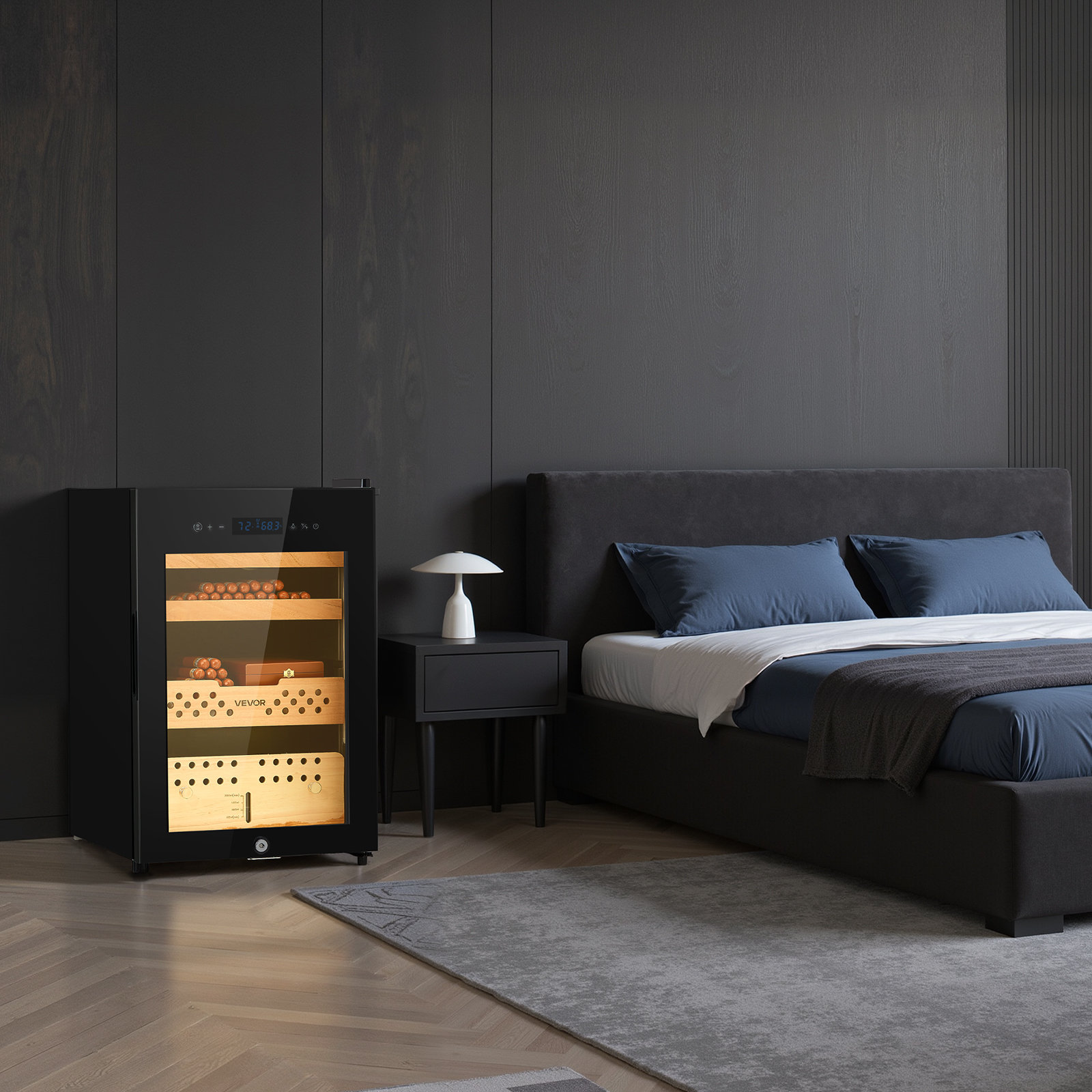 Symple Stuff 60L Electric Cigar Humidor Cooler Cabinet 350 Counts with ...