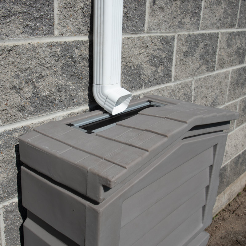 RTS Companies 25 Gal. Weather Resistant Plastic Drainable Rain Barrel ...