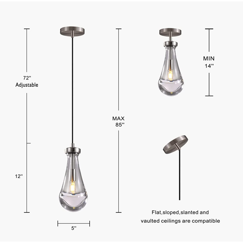 Everly Quinn Antonetta Raindrop Shape Thick Glass Modern Pendant ...