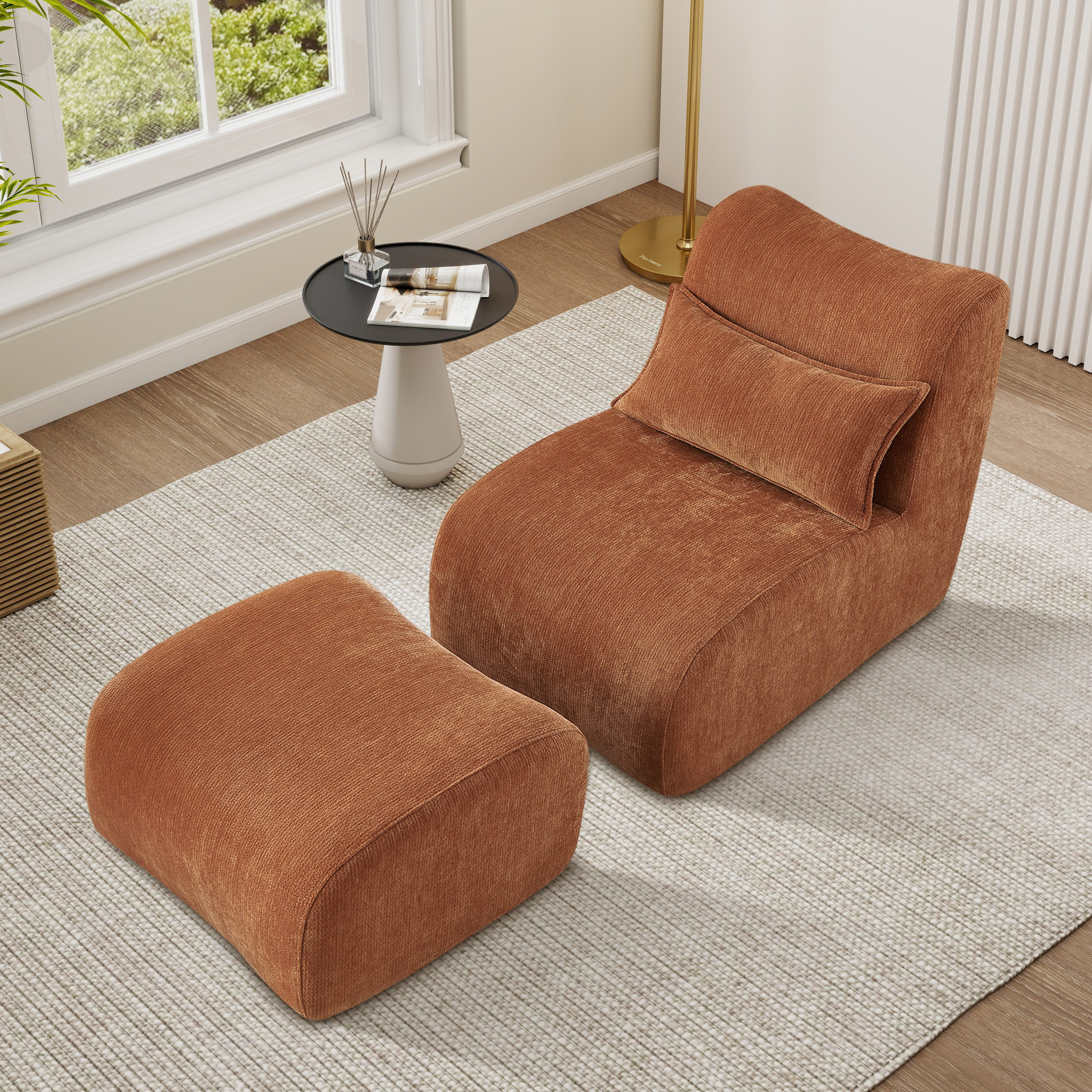 Ivy Bronx Compressed Upholstered Accent Chair With Ottoman - Wayfair Canada