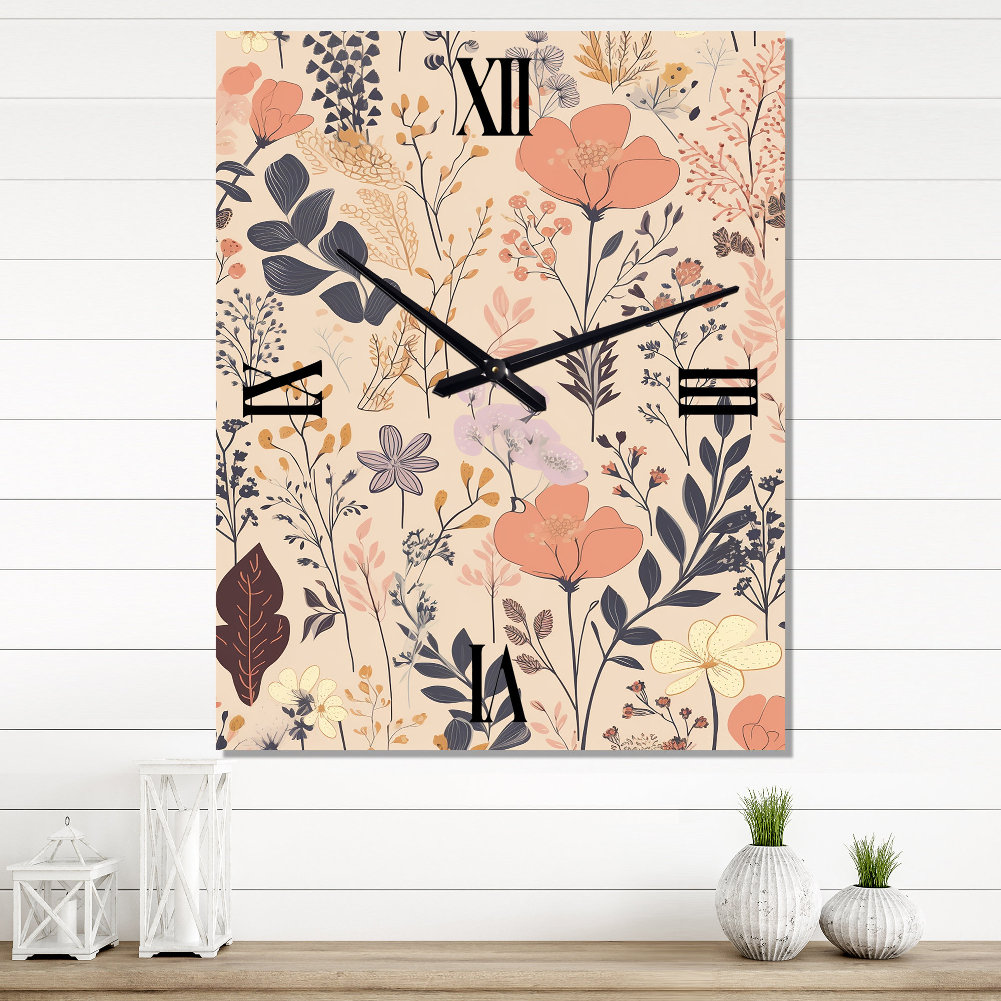 Design Art Vintage Wildflowers In Retro Pastel II - Abstract Botanicals ...