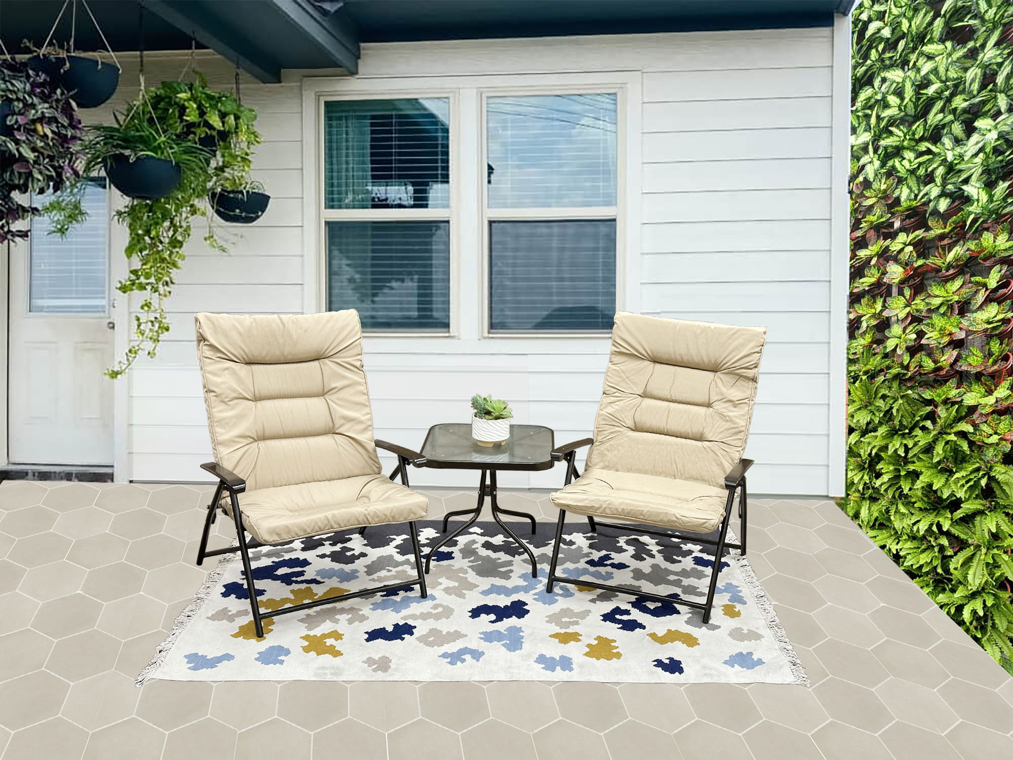 Winston Porter Lavoris 3 Pieces Outdoor Patio Padded Folding Sets for ...