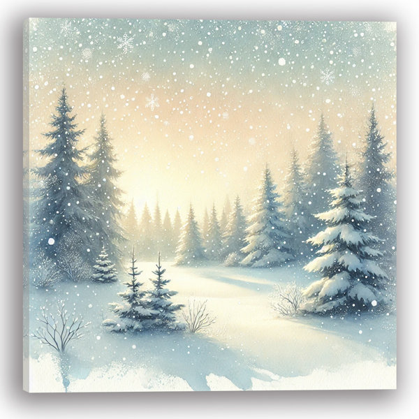 Ophelia & Co. Winter Whisper: Snowfall in the Pines Canvas Print | Wayfair