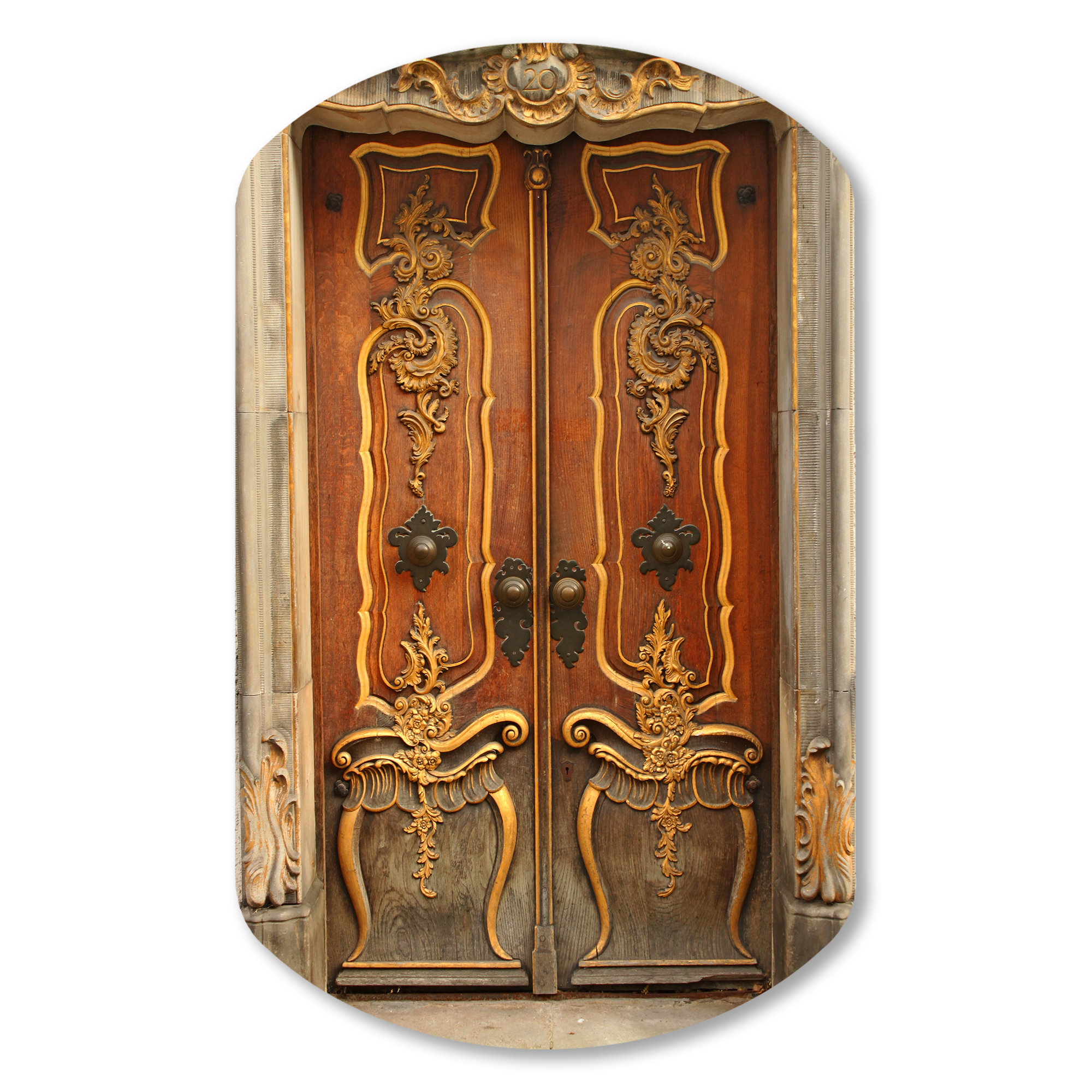 Ophelia & Co. Brown Old Door With Gold Ornaments - Vintage Premium ...
