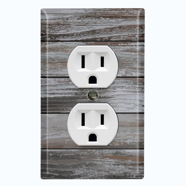 WorldAcc Brown Fence Gray Nature Themed 1 - Gang Duplex Outlet Standard ...