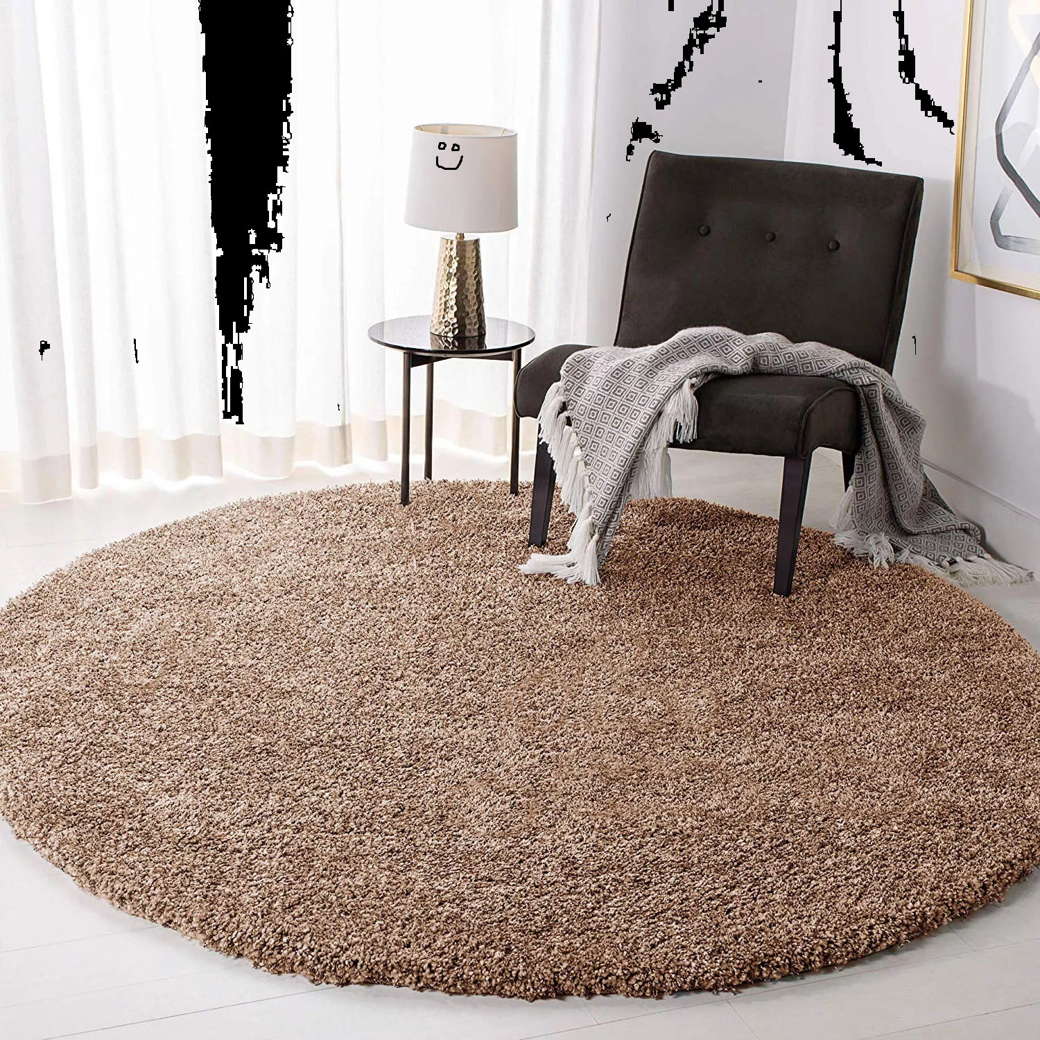 17 Stories Round Sakineh Solid Colour Machine Woven Area Rug | Wayfair ...