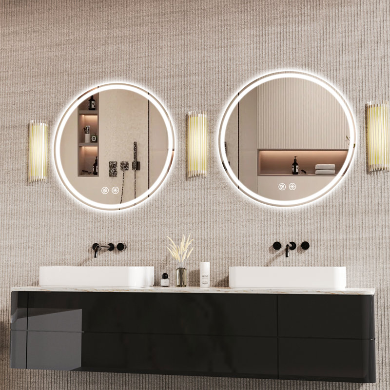 Orren Ellis Gaulrapp Frameless Rounded Anti Fog LED Lighted Dimmable ...