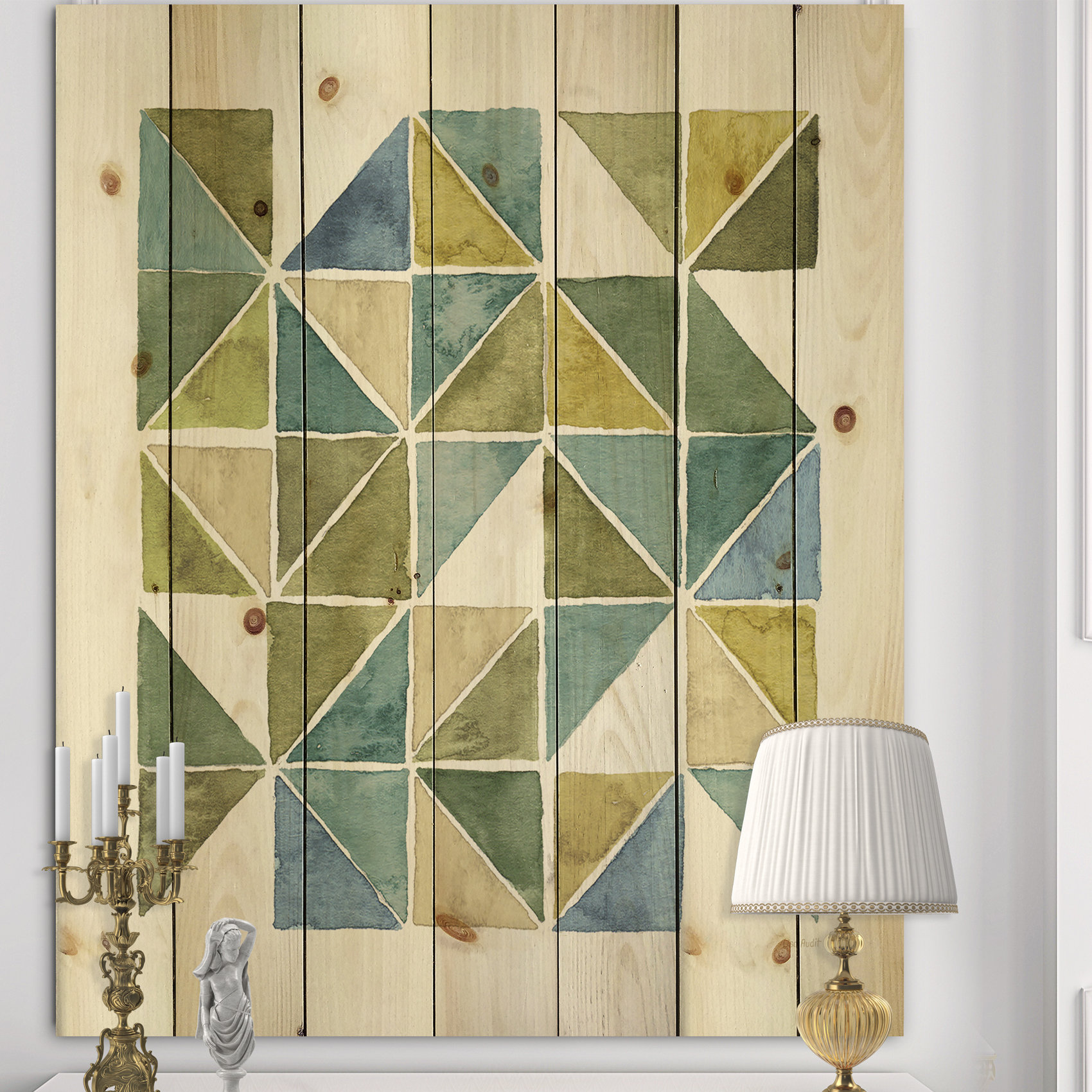 East Urban Home Geometric Green Triangle I - Modern and Transitional ...