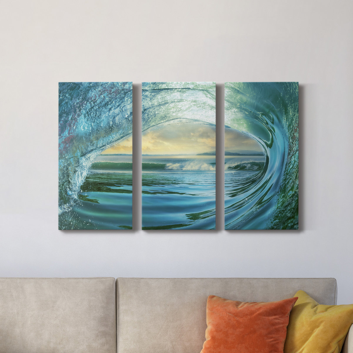 Highland Dunes Big Wave - 3 Piece Wrapped Canvas Print Set - Wayfair Canada