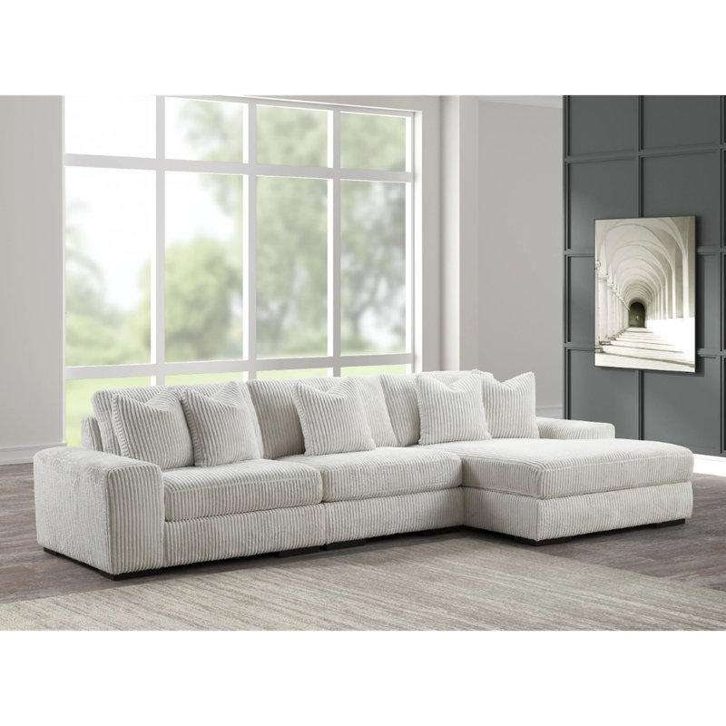 Mercer41 Sunday Beige 3-Piece Sectional | Wayfair