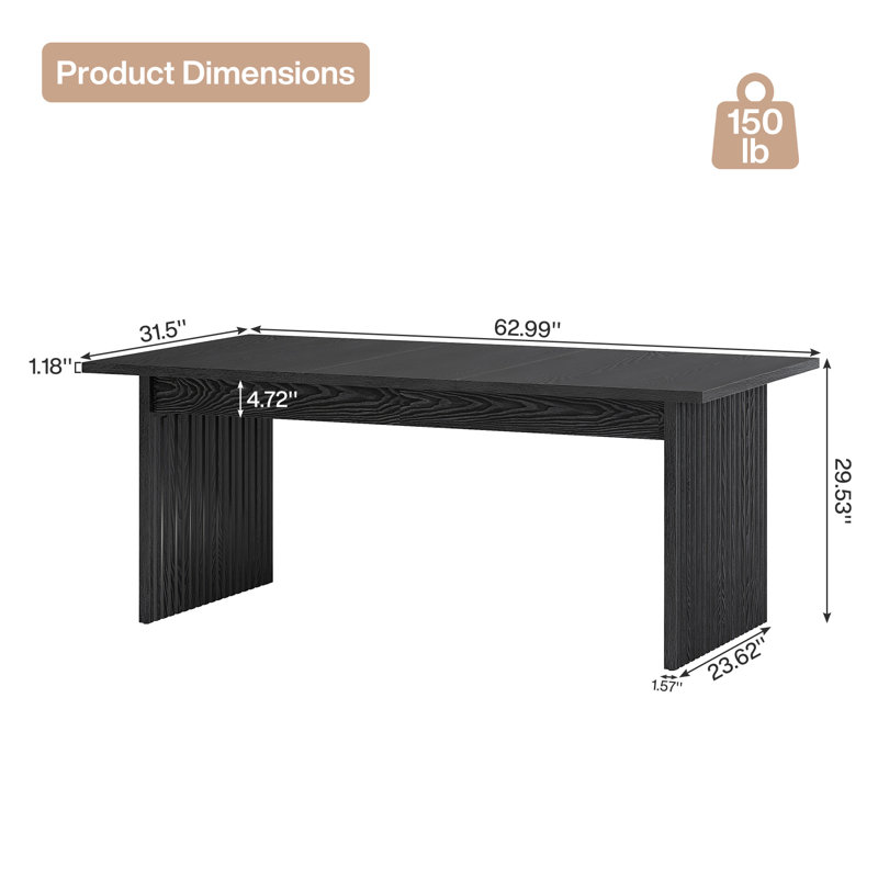Wrought Studio™ 63" Rectangular Dining Table For 6 People | Wayfair