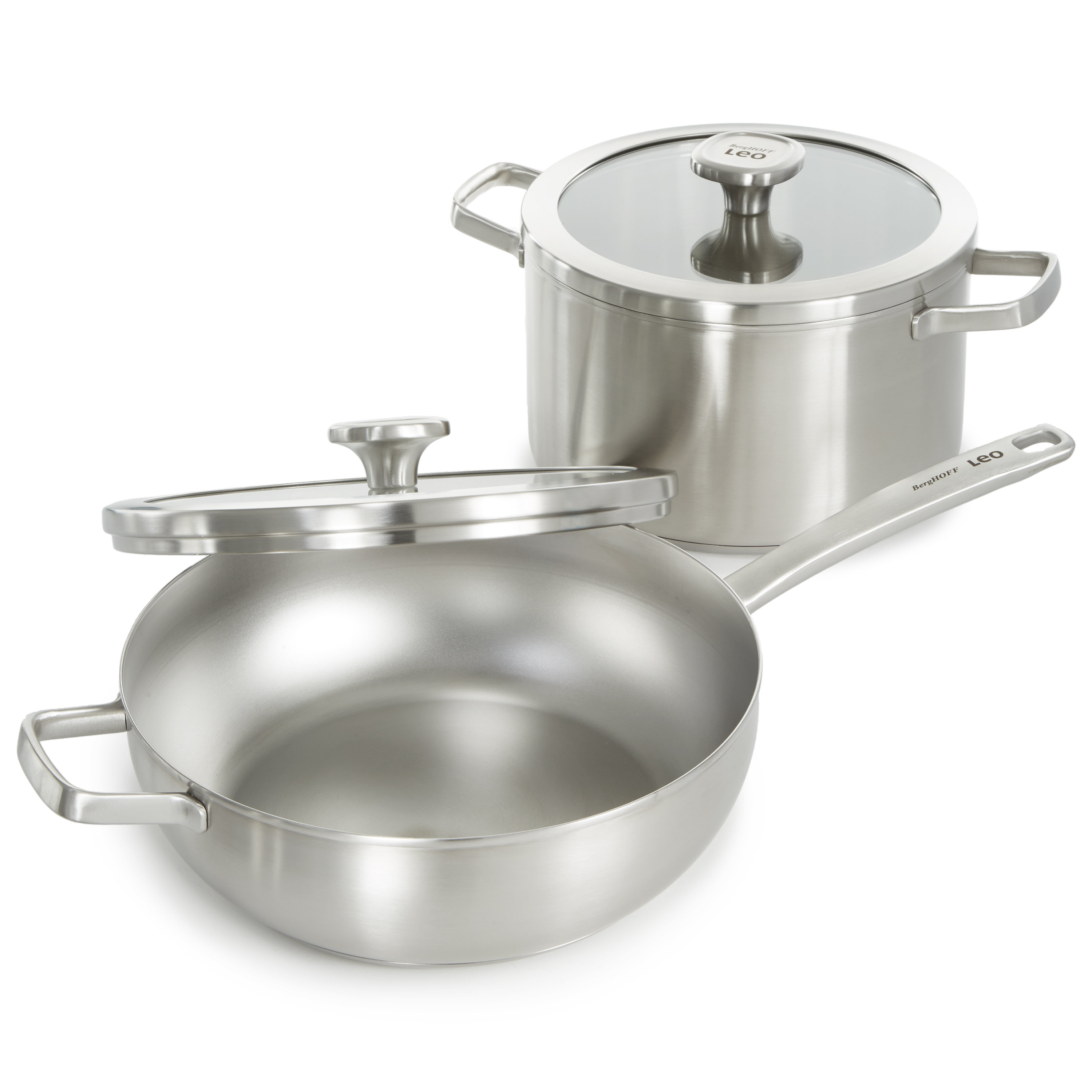 BergHOFF Leo Graphite 4Pc Cookware Set With Glass Lids, Recycled 18/10 ...