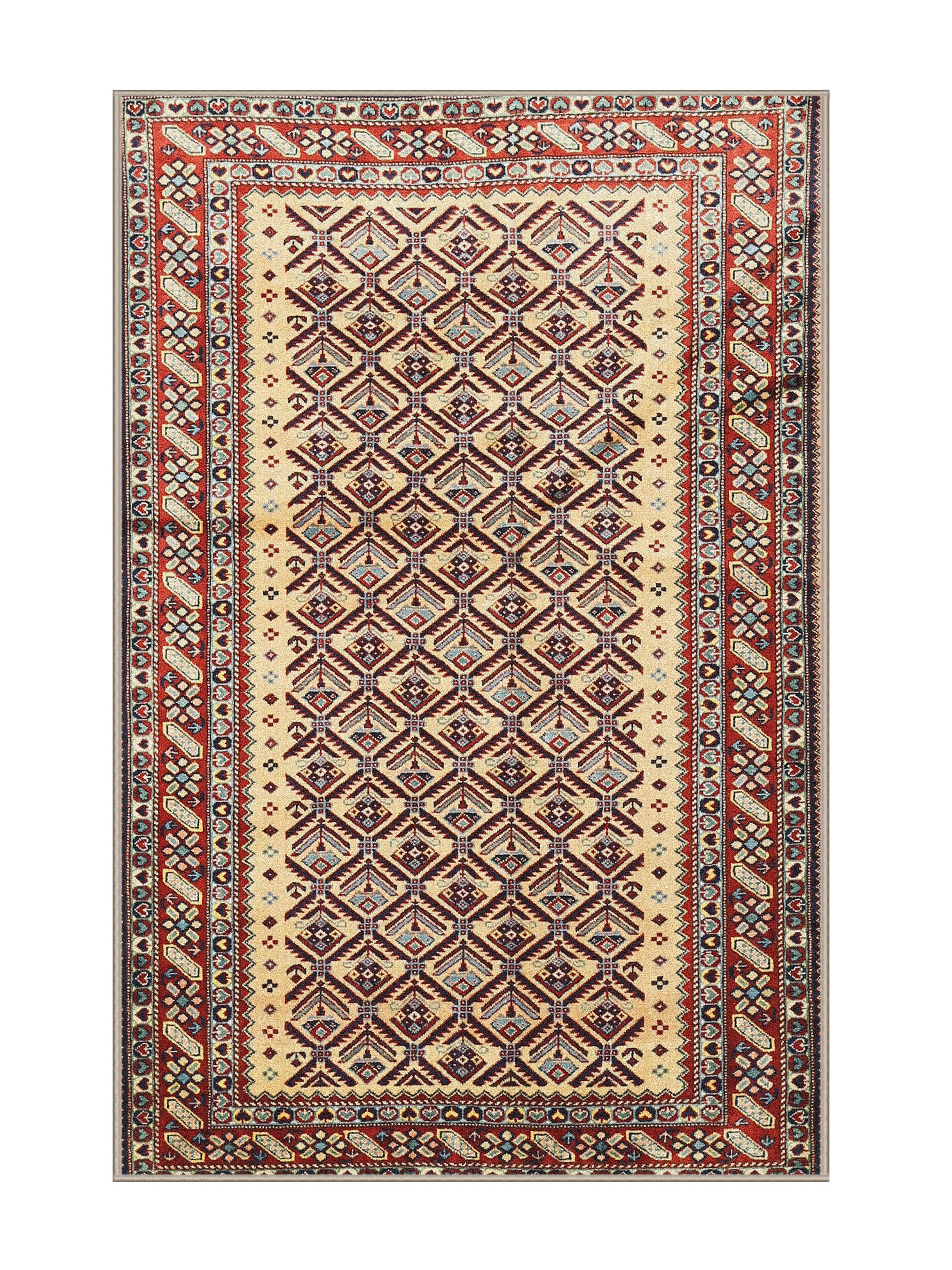 Bungalow Rose Traditional Yellow/Red Area Rug | Wayfair