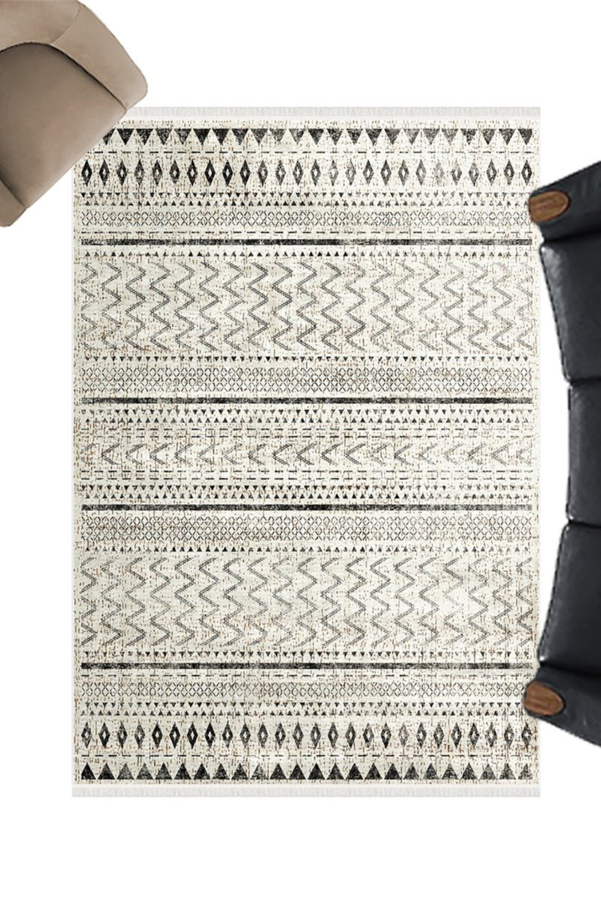 Rugpera Dulin Beige Color Geometric Design Carpet Machine Woven ...