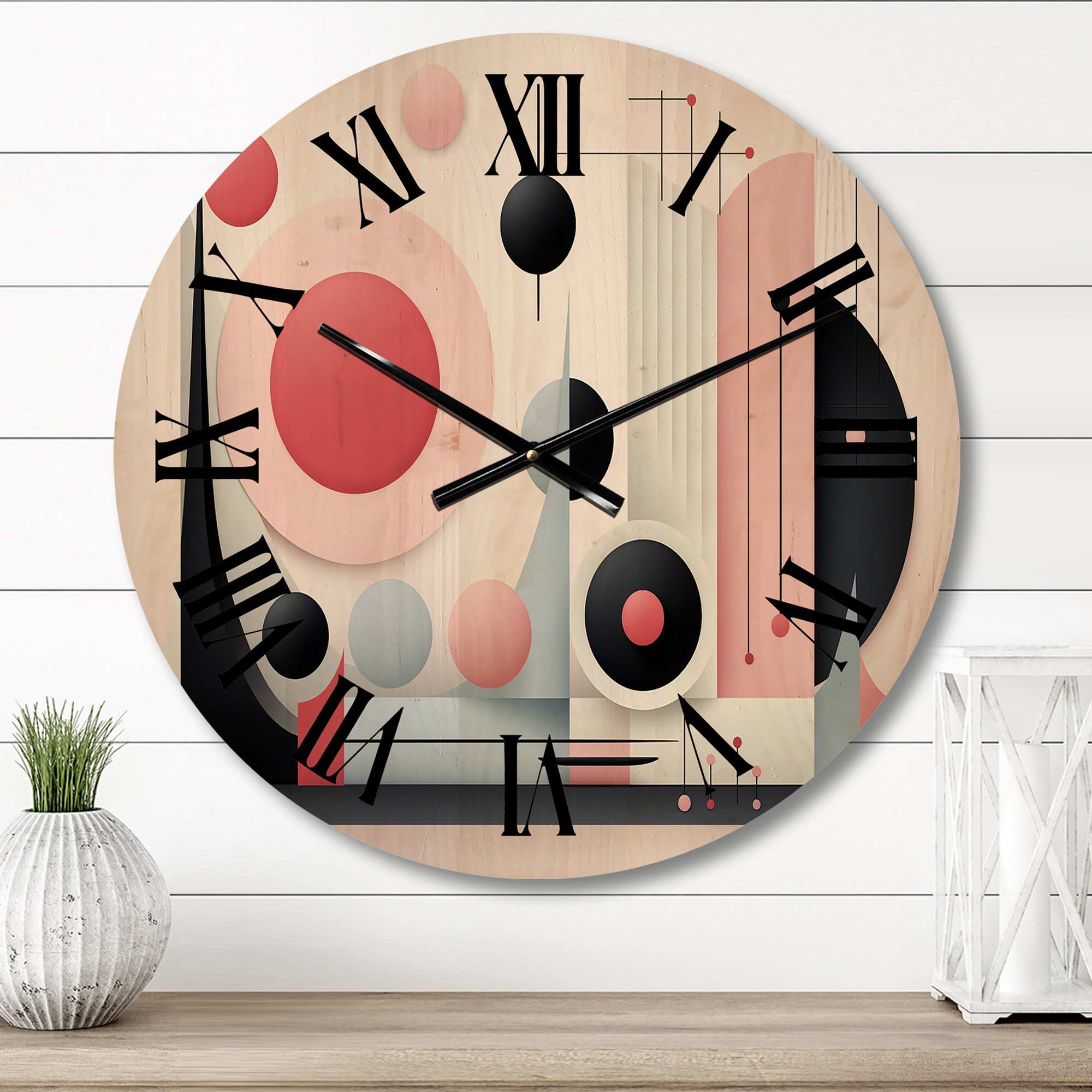 East Urban Home Pink Full Moon Rising Abstract Minimal Landscape ...