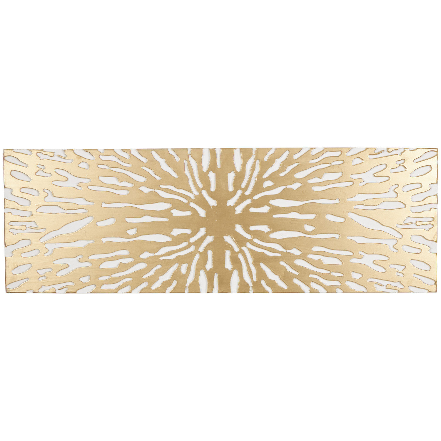 Mercer41 Wooden Abstract Carved Starburst Gold Wall Decor with White ...