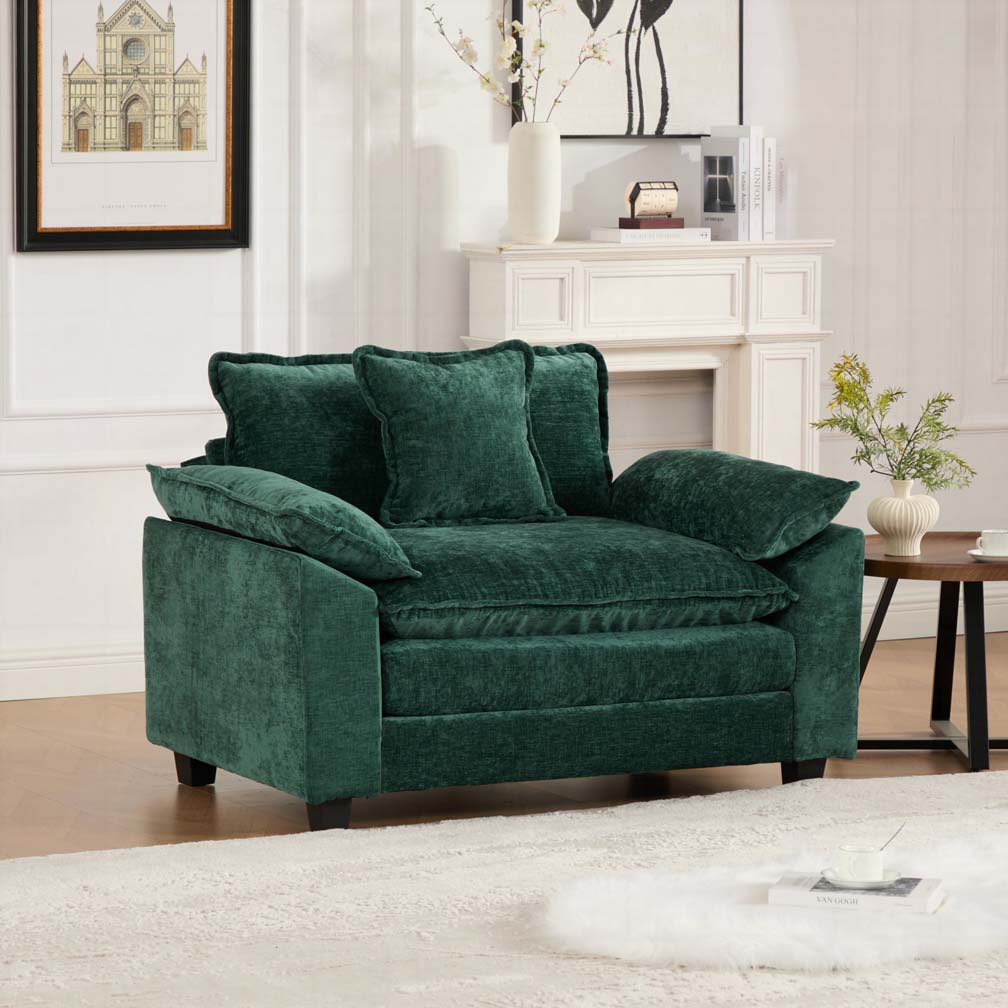 Latitude Run® Chenille Fabric Chair,Comfy Double Layer Upholstered Seat ...