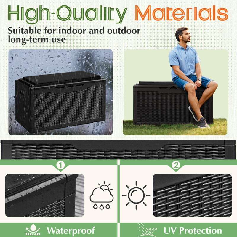 GUNJI 100 Gallons Water Resistant Resin Lockable Deck Box & Reviews ...