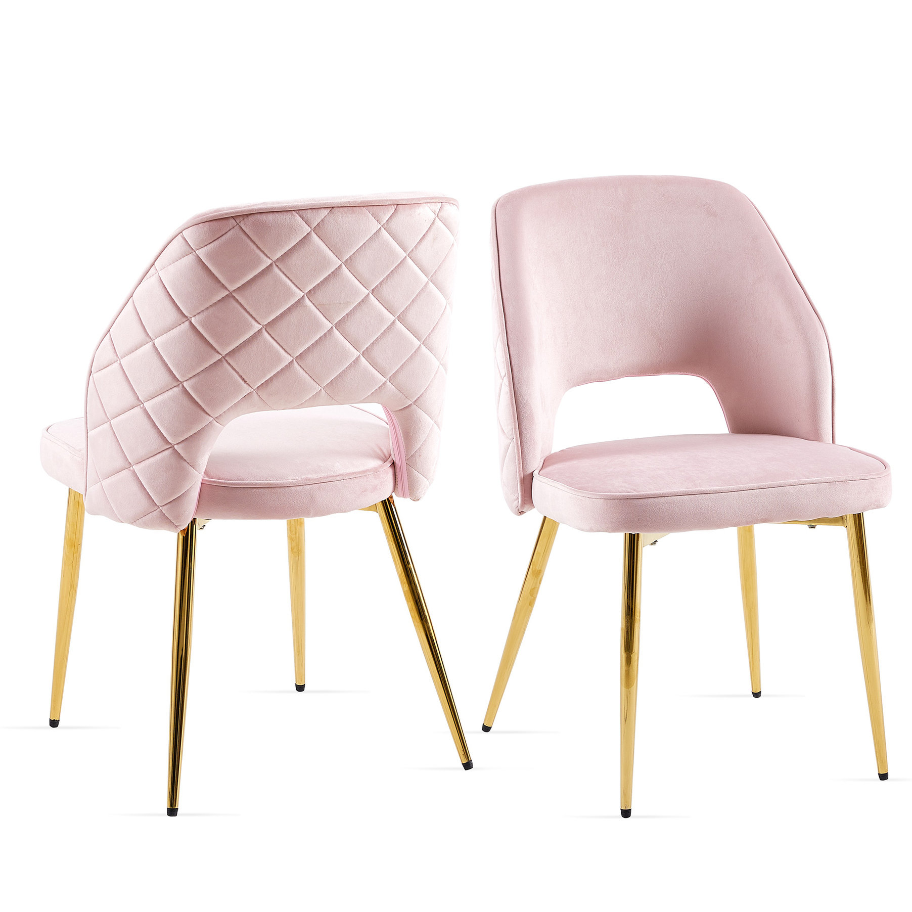 Red Barrel Studio® Velvet Dining Chairs With Hollow Back And Metal Legs ...