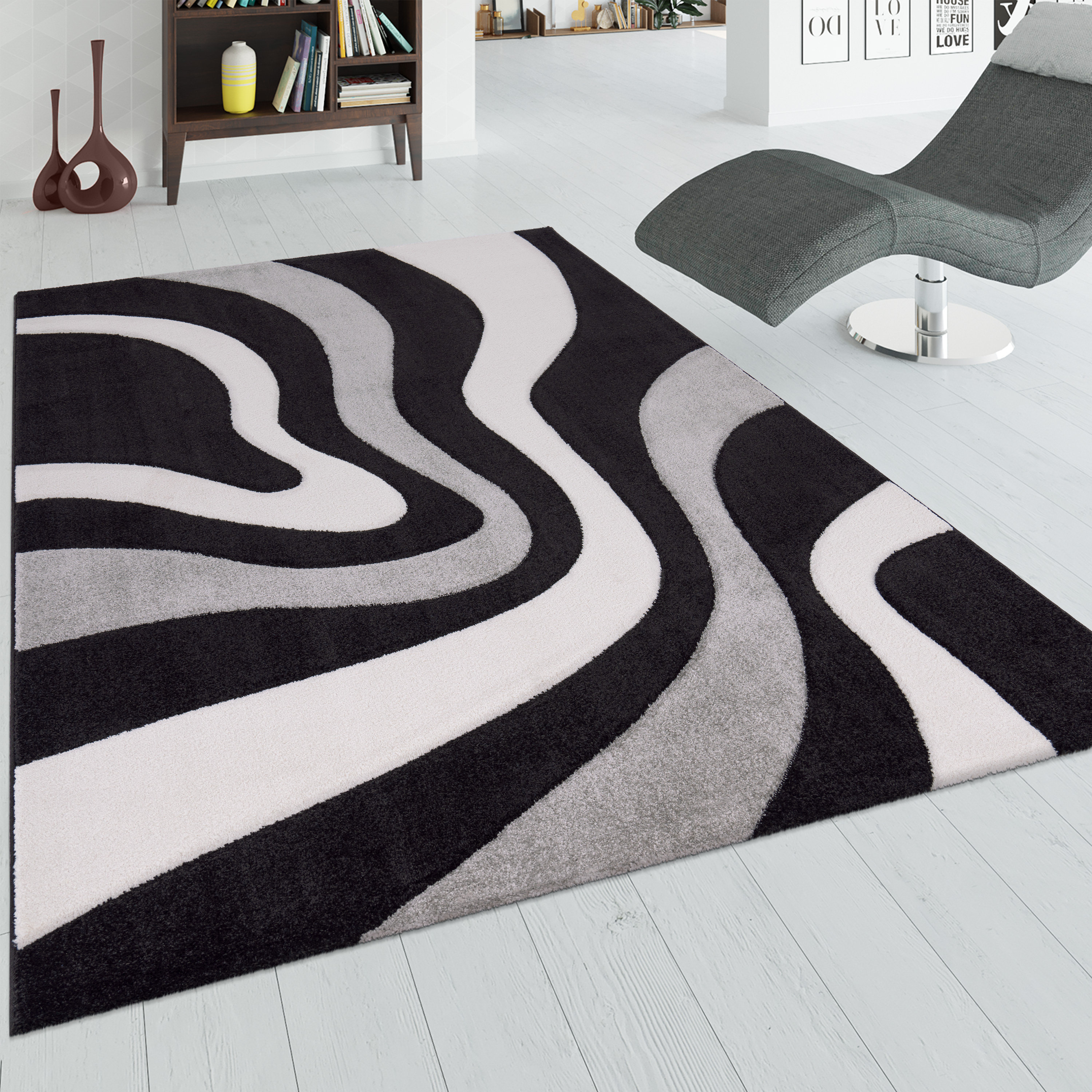 Wade Logan® Alyta Abstract Black White Area Rug & Reviews | Wayfair
