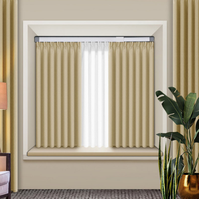 Latitude Run® 68.89" to 129.28" Retractable aluminum curtain track ...