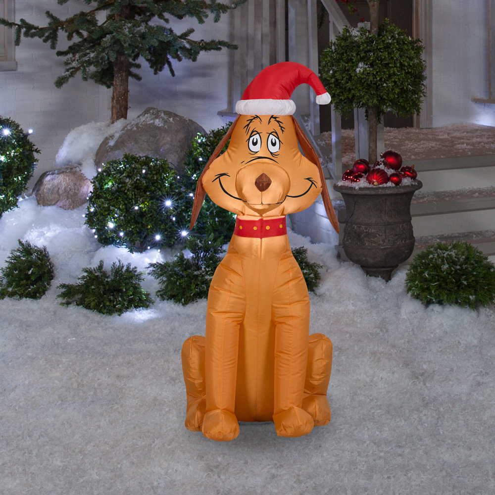 Gemmy Industries Inflatable Max The Dog Wearing Santa Hat Inflatable ...