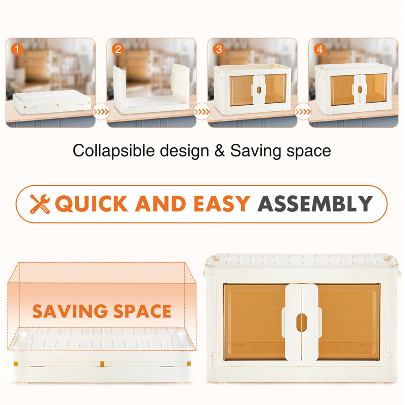 Rebrilliant Stackable Plastic Storage Bins with Doors,Wheels, Portable ...