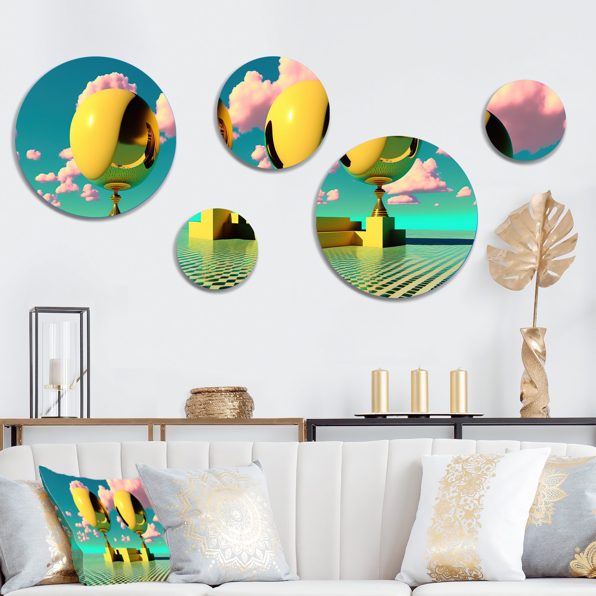 DesignArt Golden Spheres Infinity I - City Metal Wall Décor - Wayfair ...