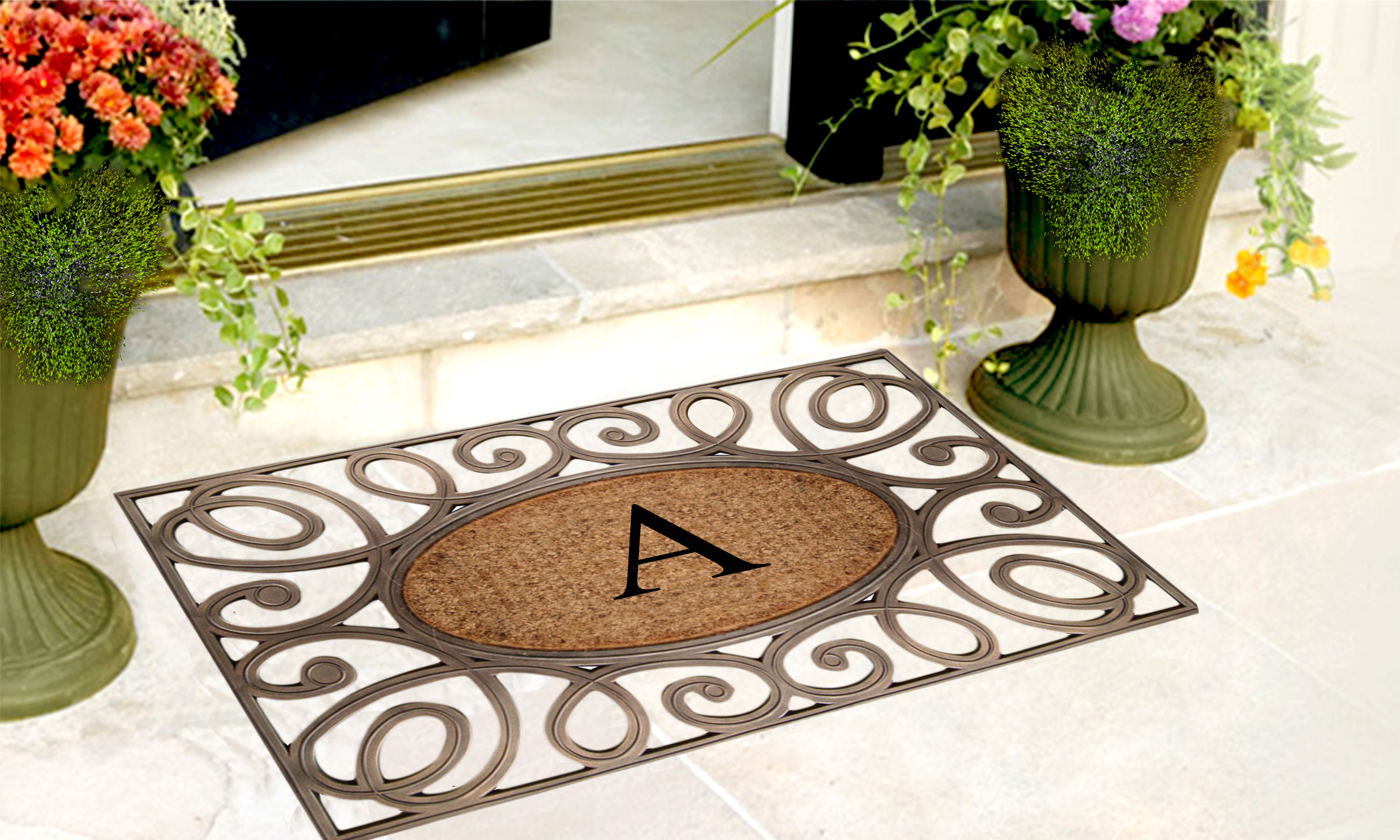 Darby Home Co Baggs Rubber and Coir Elegant Circles, Monogrammed ...