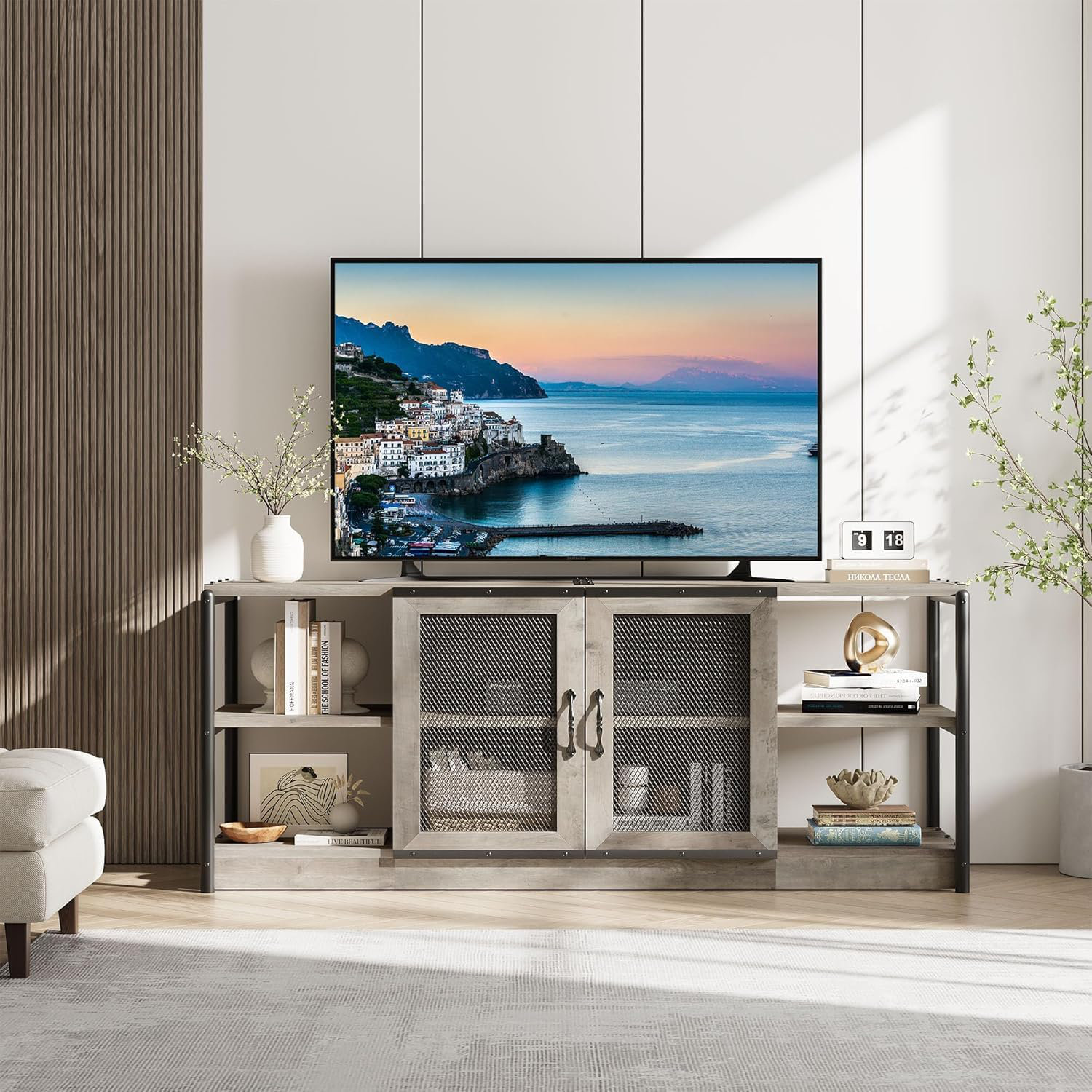 Williston Forge TV Stand for 65+ Inch TV, Industrial Entertainment ...